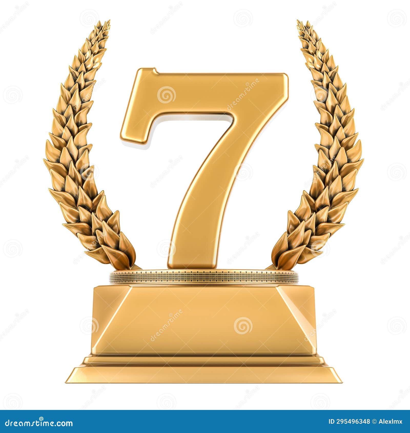 Golden 7, Seventh Place Trophy Cup, 3D Rendering Stock Illustration ...