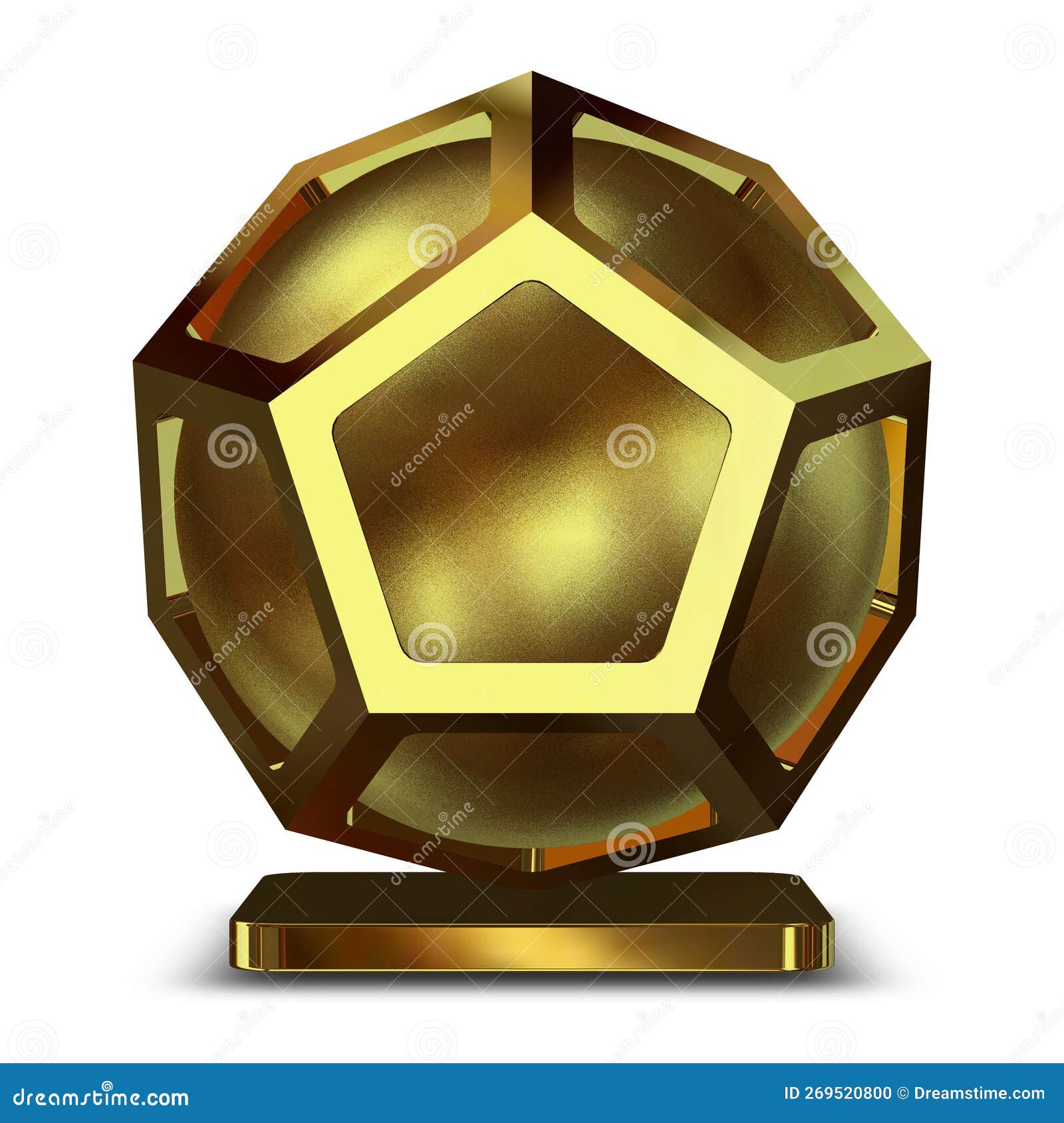 Golden Shape, 3D Render, Background, Geometric Figure, Unique Design ...