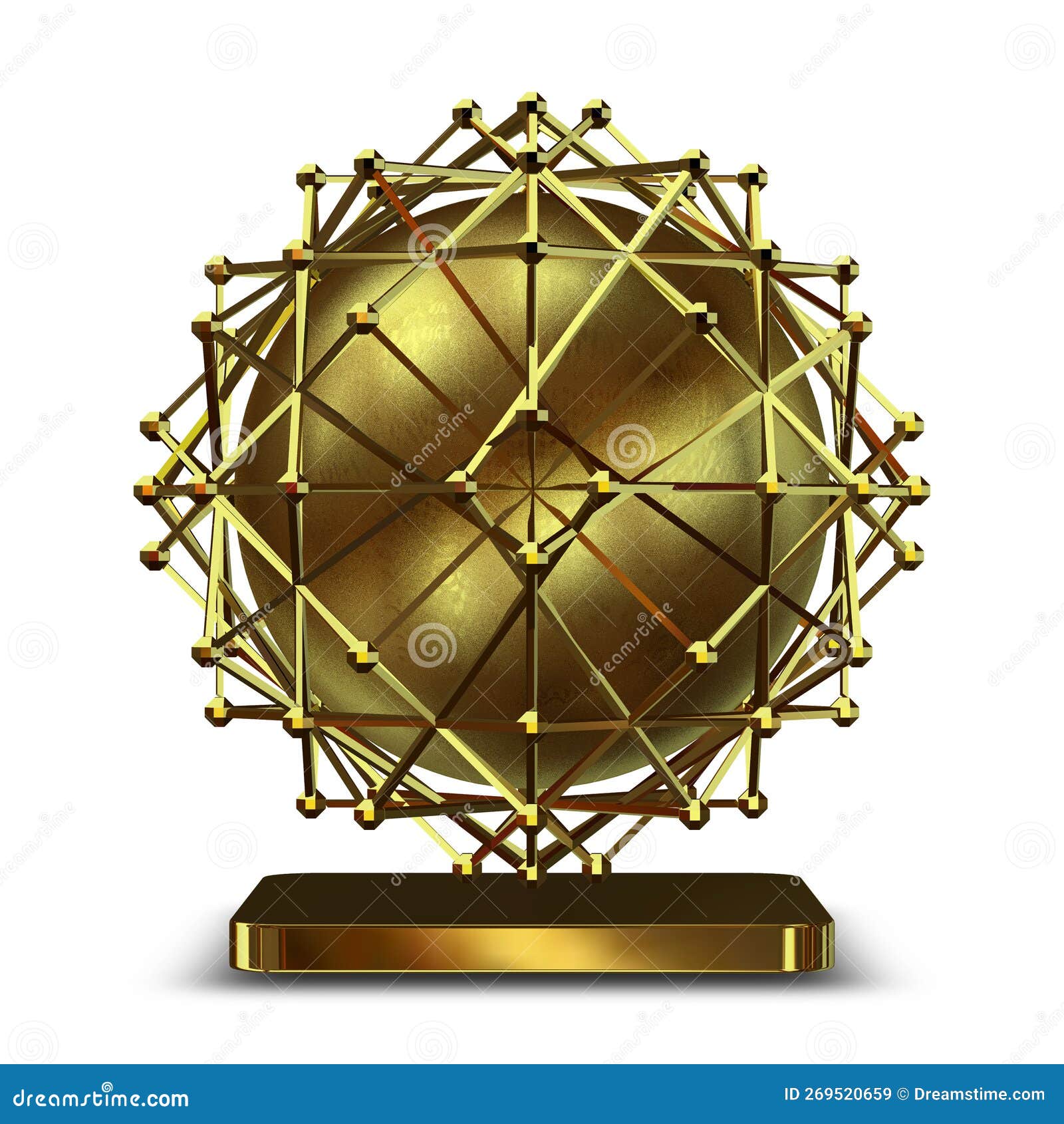 Golden Shape, Geometric Figure, Background, 3D Render, Unique Design ...