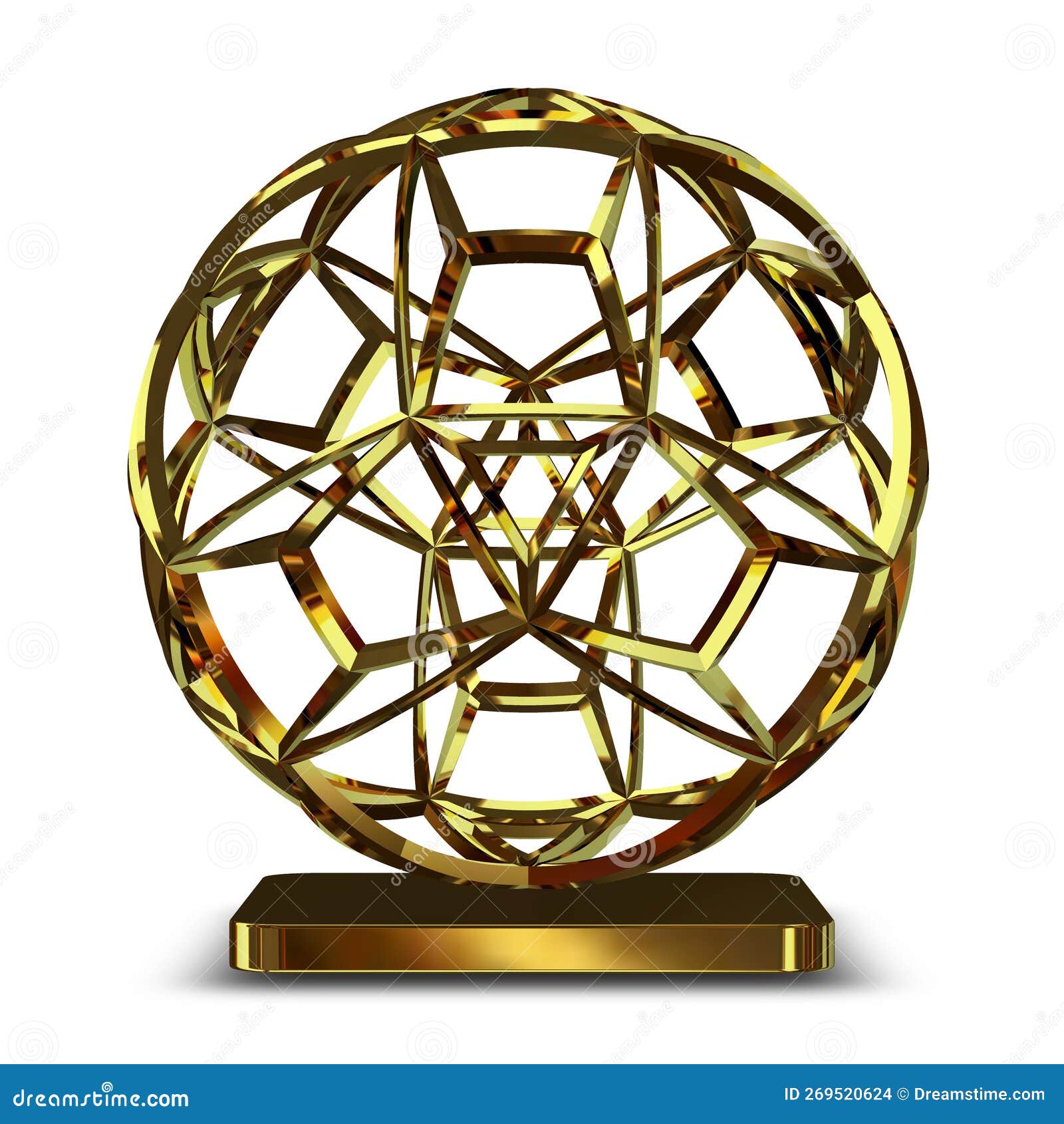 Golden Shape, Geometric Figure, Unique Design, Background, 3D Render ...