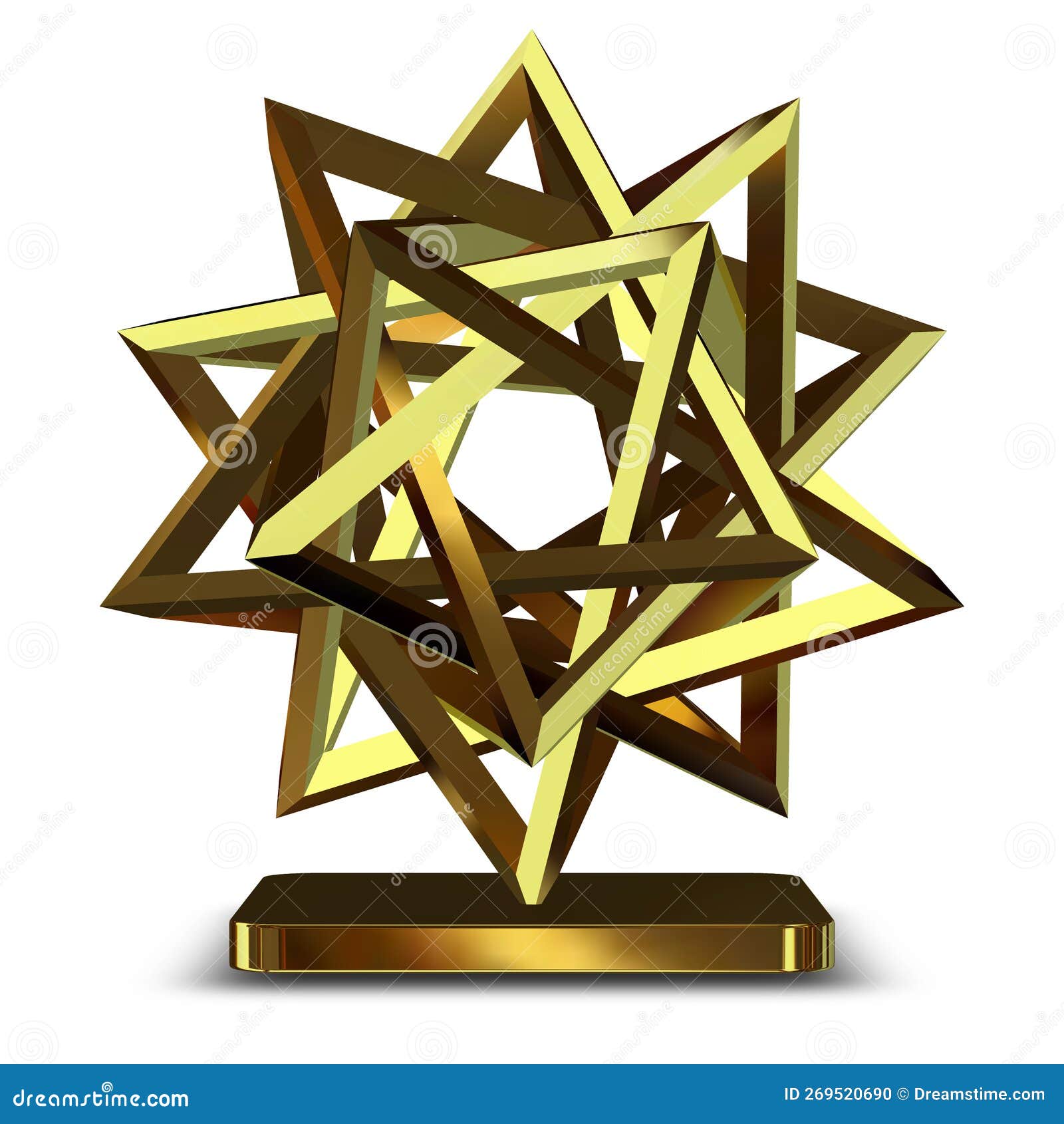 Golden Shape, Unique Design, Background, Geometric Figure, 3D Render ...