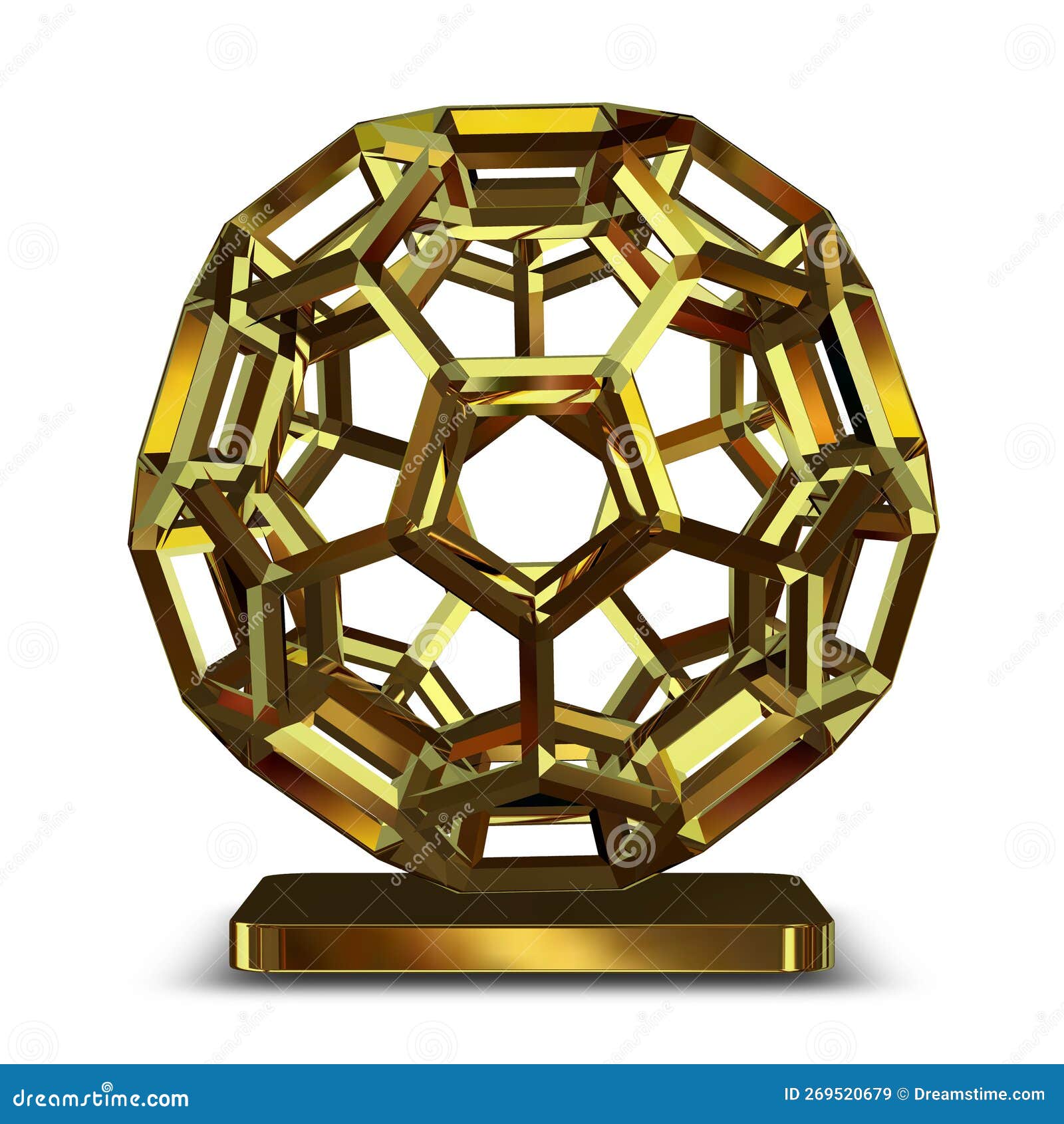 Golden Shape, Unique Design, Geometric Figure, Background, 3D Render ...