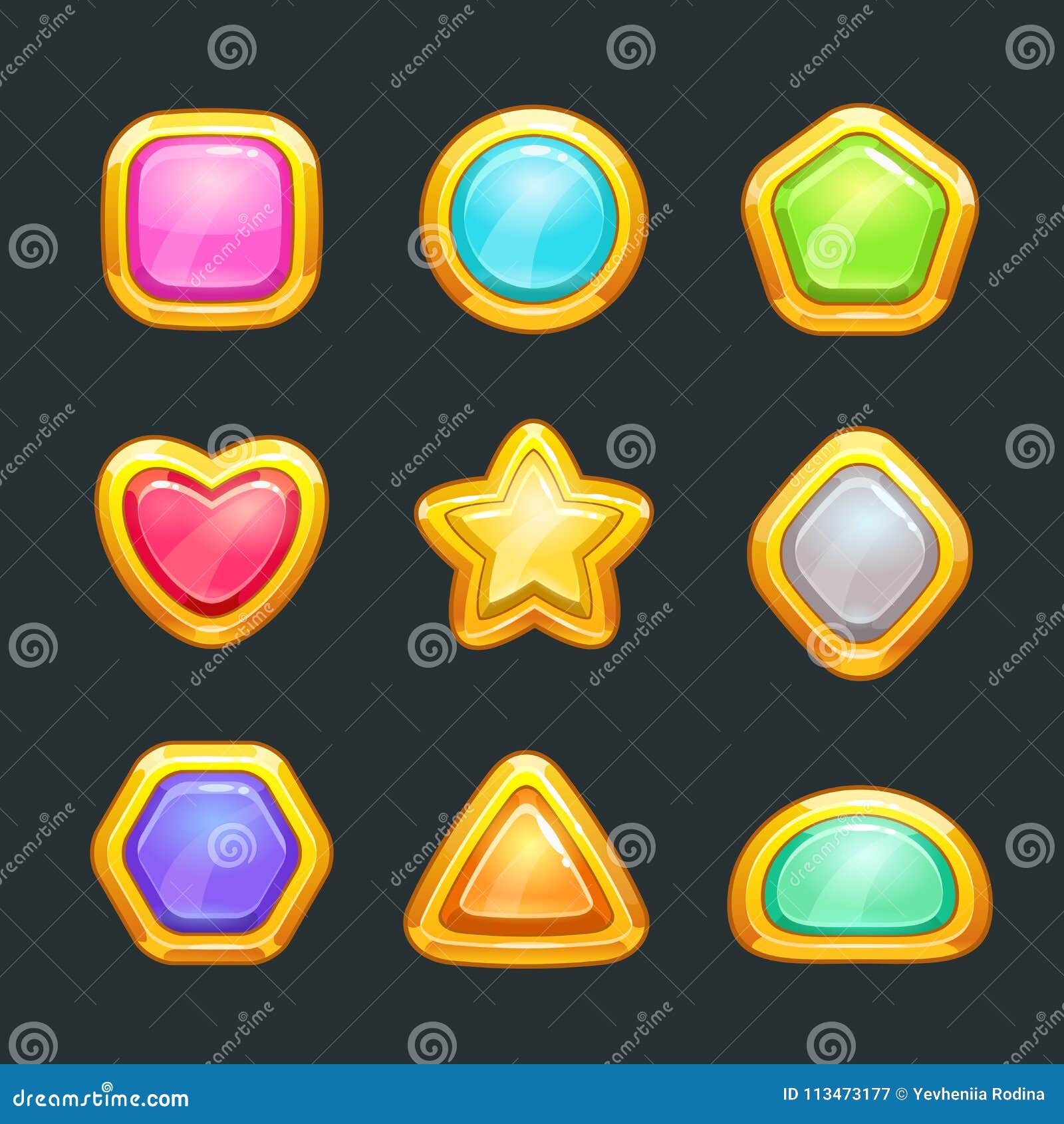 Golden shapes set. stock vector. Illustration of assets - 113473177