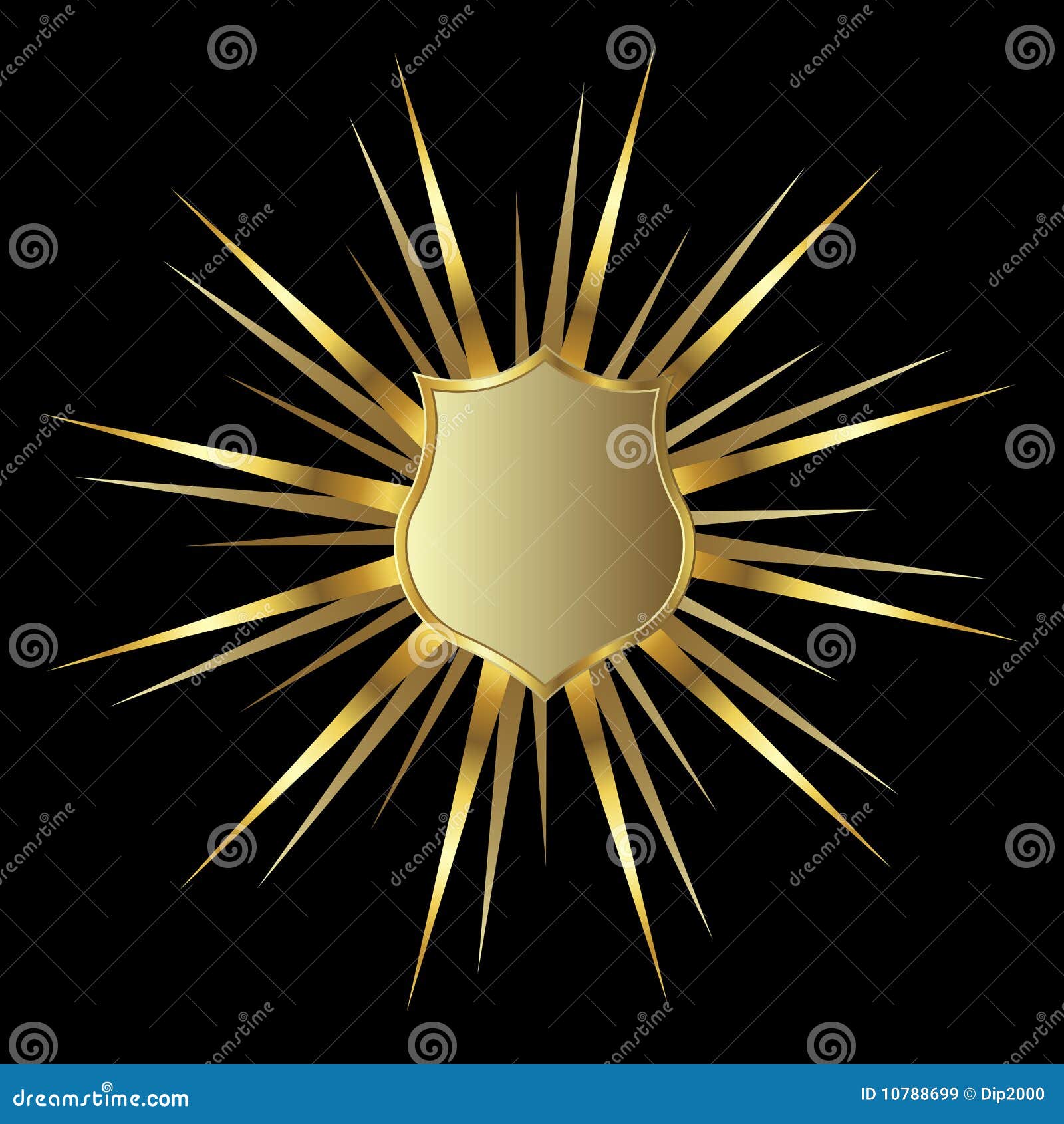 Golden shield stock vector. Illustration of decoration - 10788699