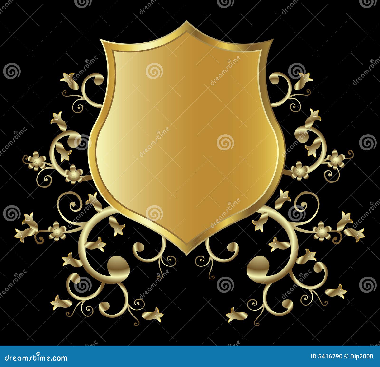 Golden shield stock vector. Illustration of gothic, heraldic - 5416290