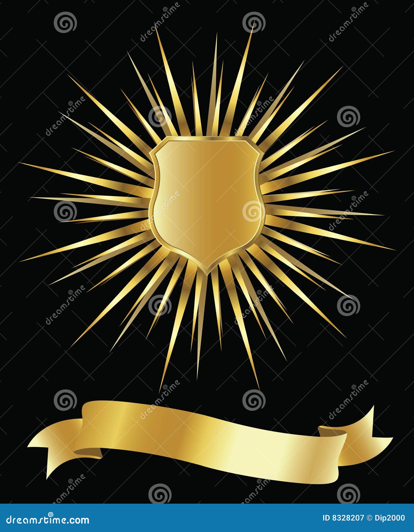 Golden shield stock vector. Illustration of emblem, armory - 8328207