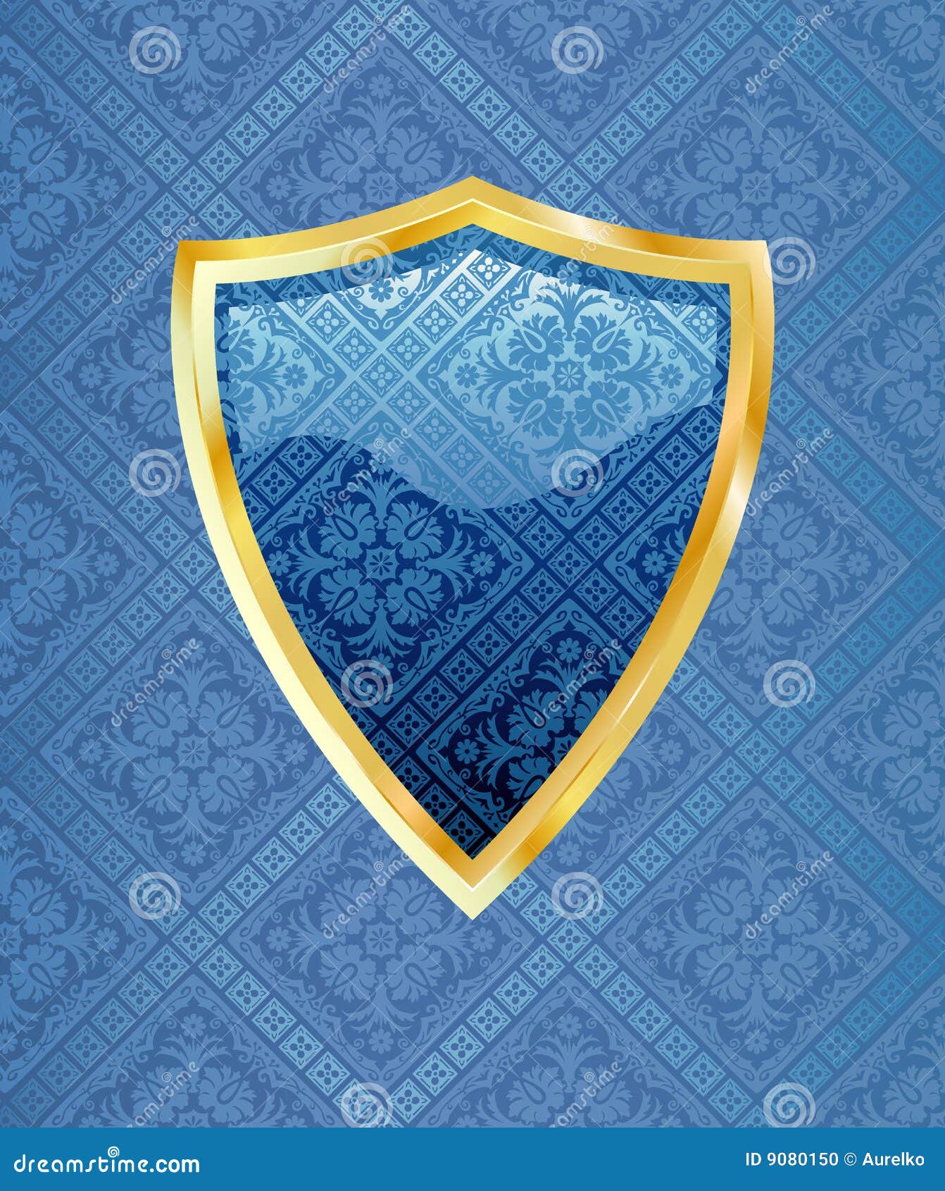 Golden shield blue stock vector. Illustration of renaissance - 9080150