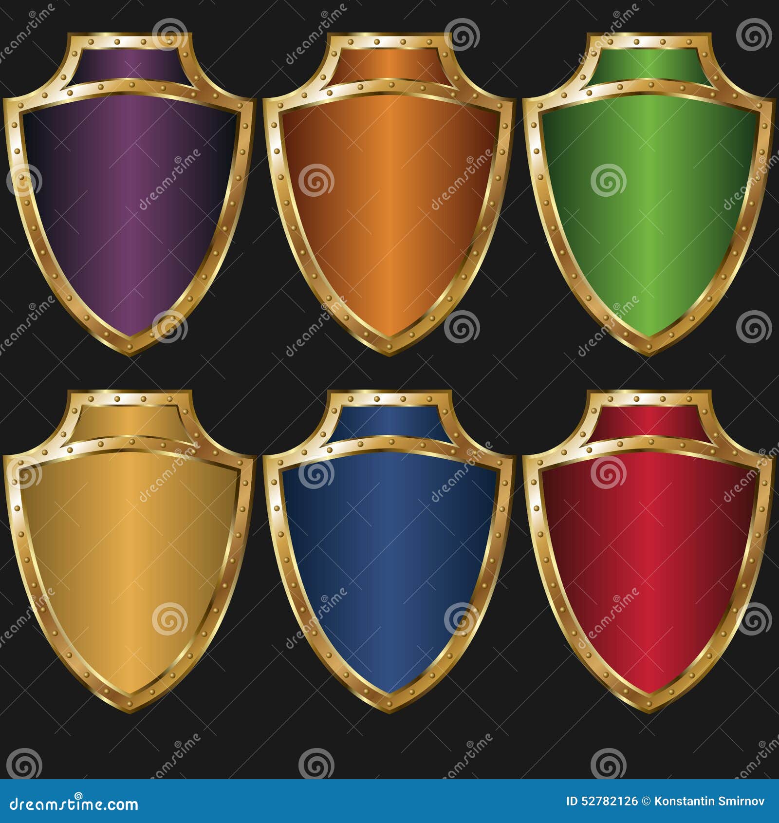 Golden shield color stock vector. Illustration of shield - 52782126