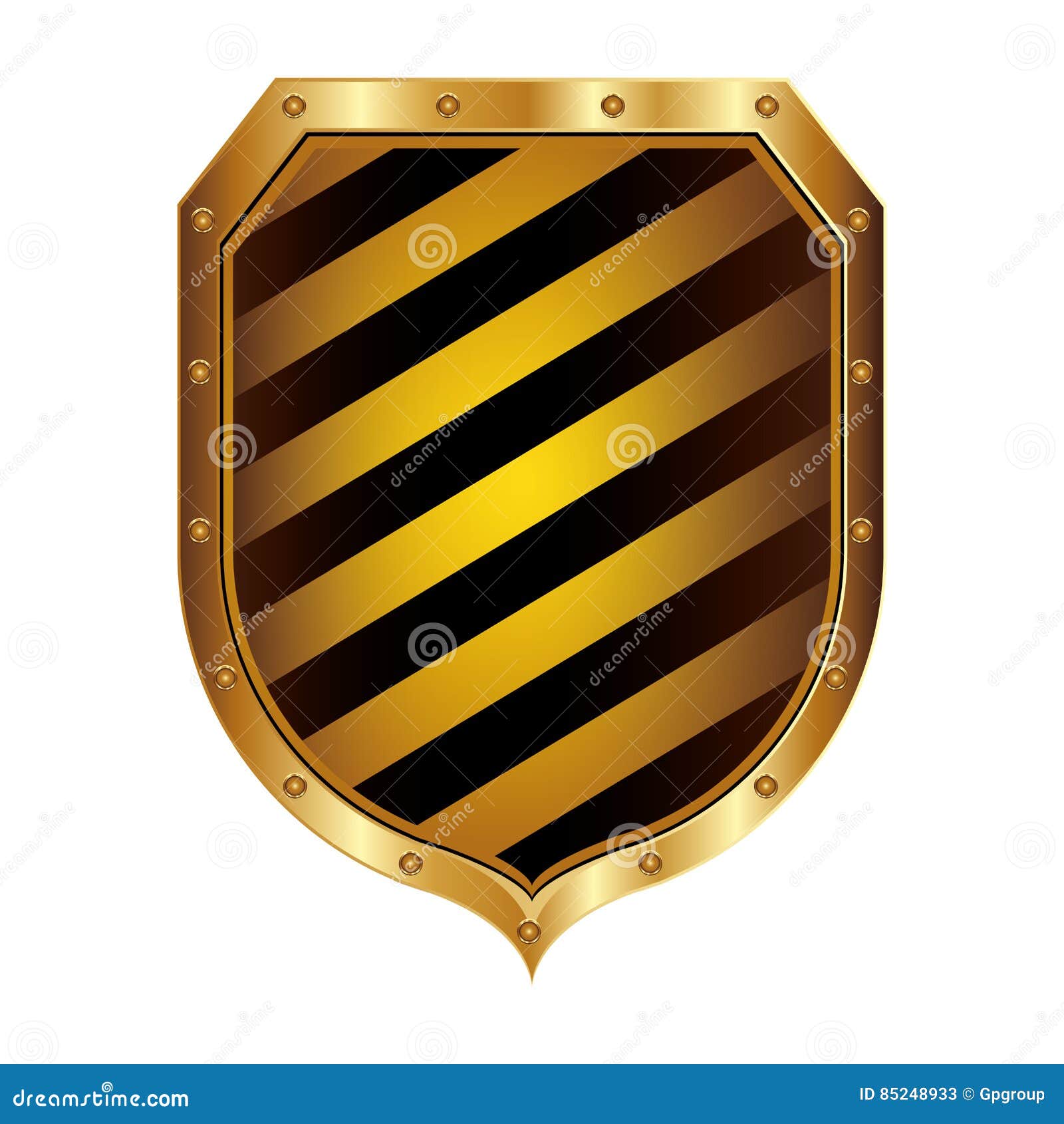 Golden Shield with Colorful Diagonal Lines Shape Stock Illustration ...