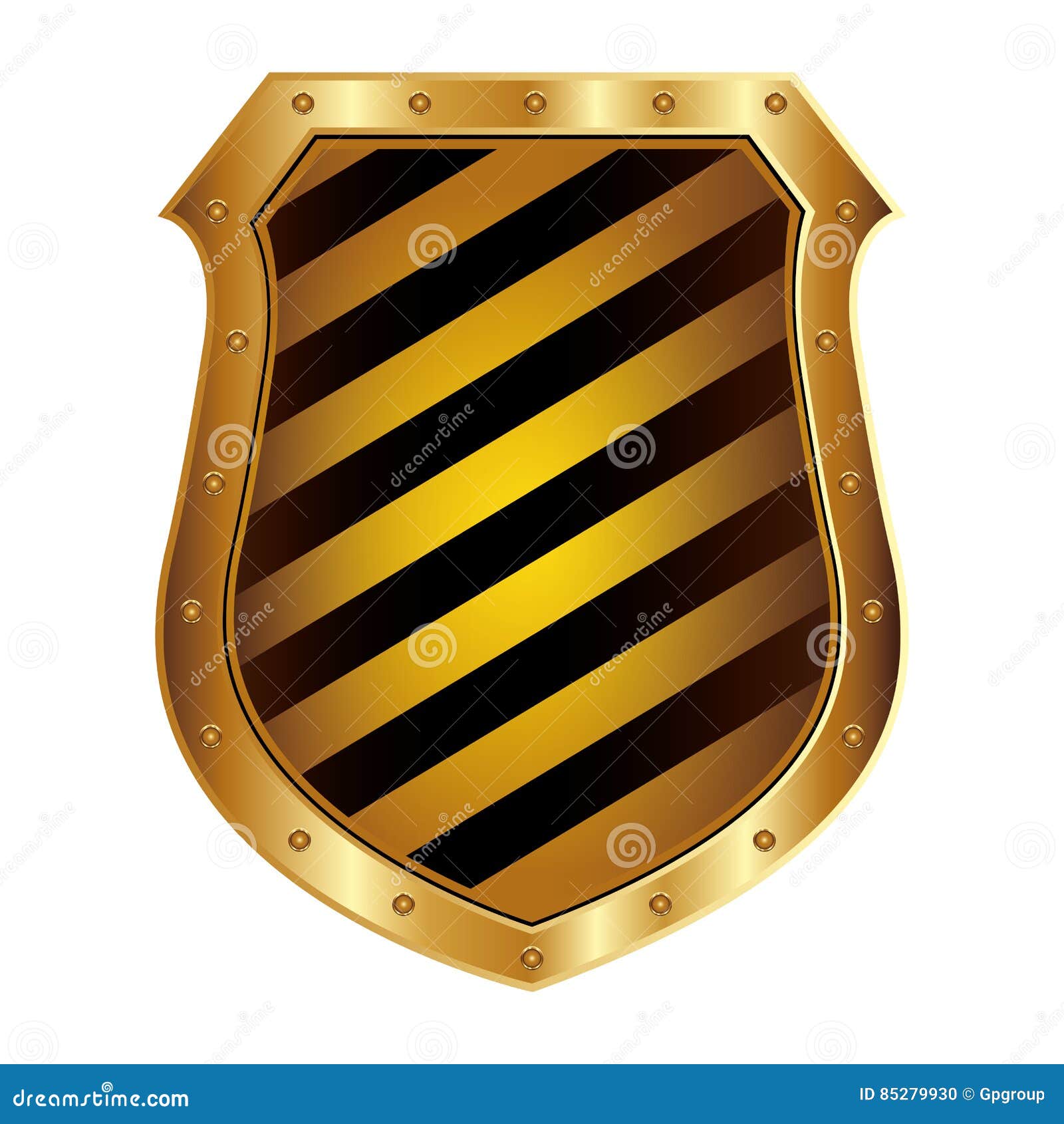Golden Shield with Colorful Diagonal Lines Shape Stock Illustration ...