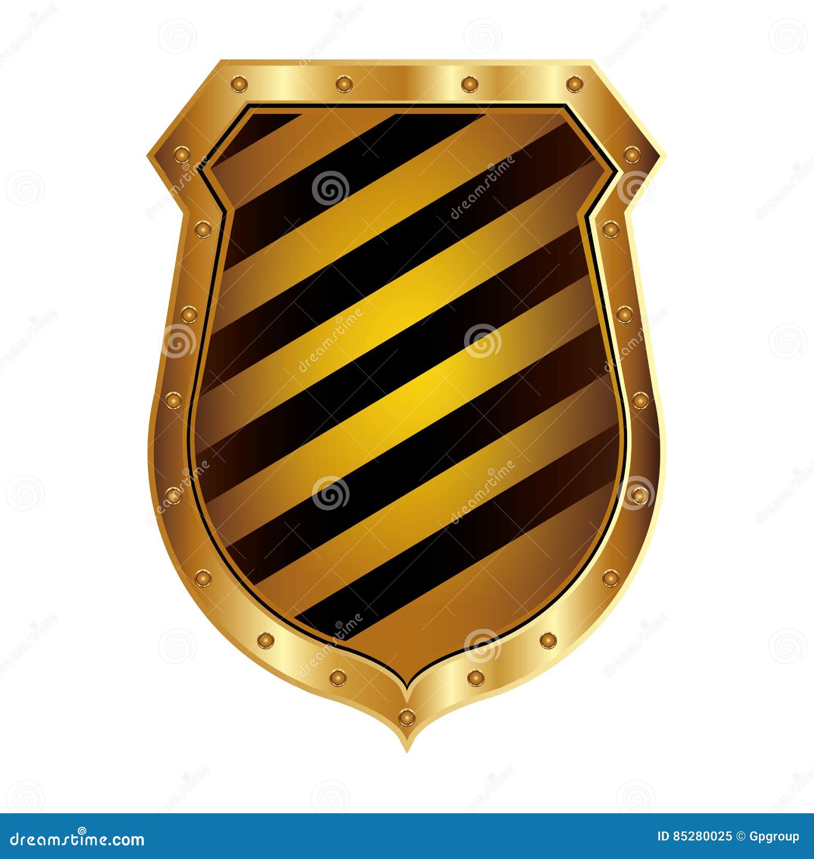 Golden Shield with Colorful Diagonal Lines Shape Stock Illustration ...