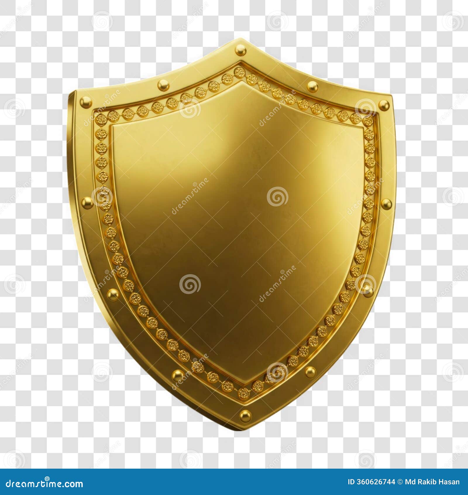 Golden Shield with Decorative Border and Rivets. Stock Illustration ...