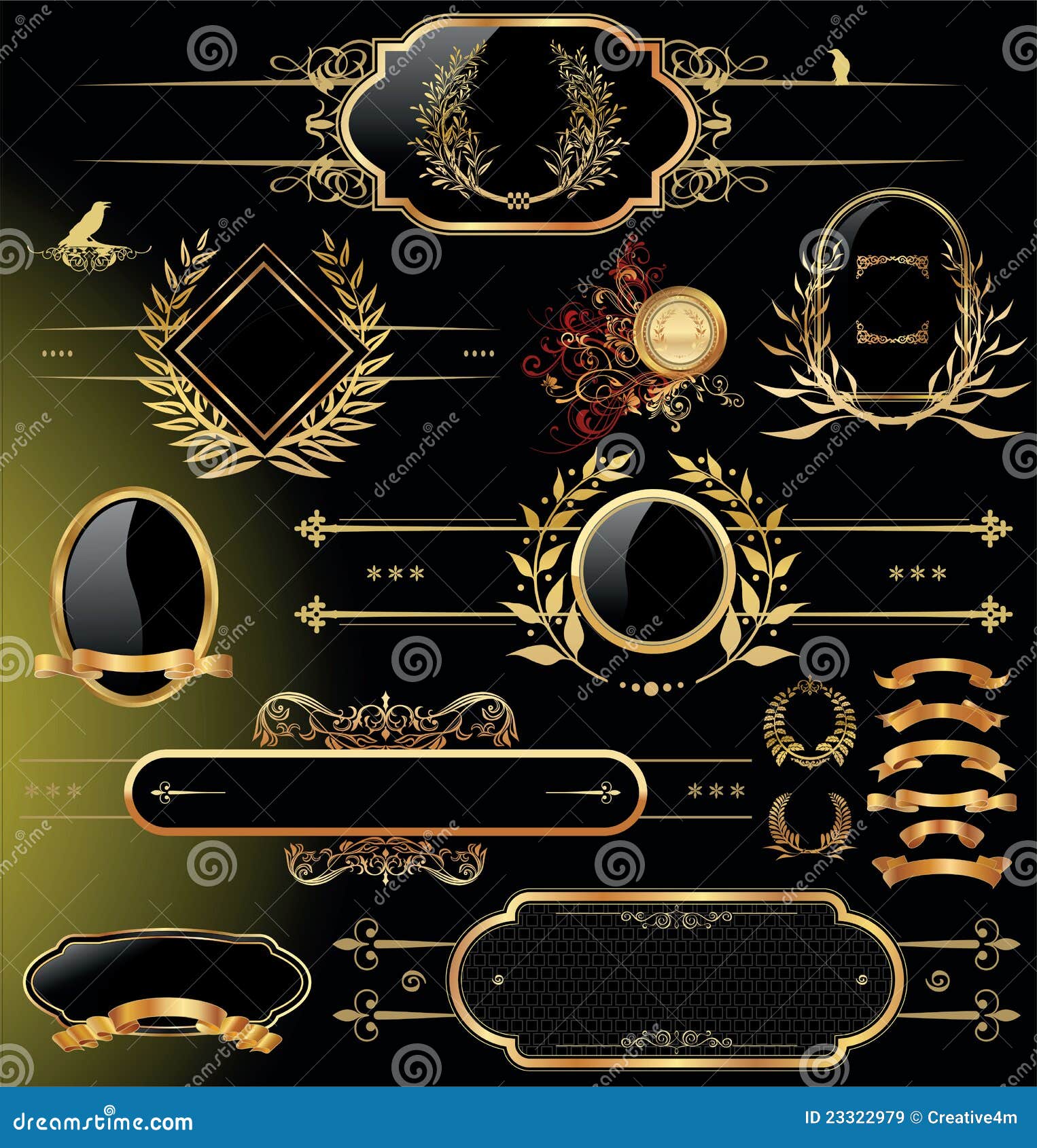 Golden shield design stock illustration. Illustration of foliage - 23322979