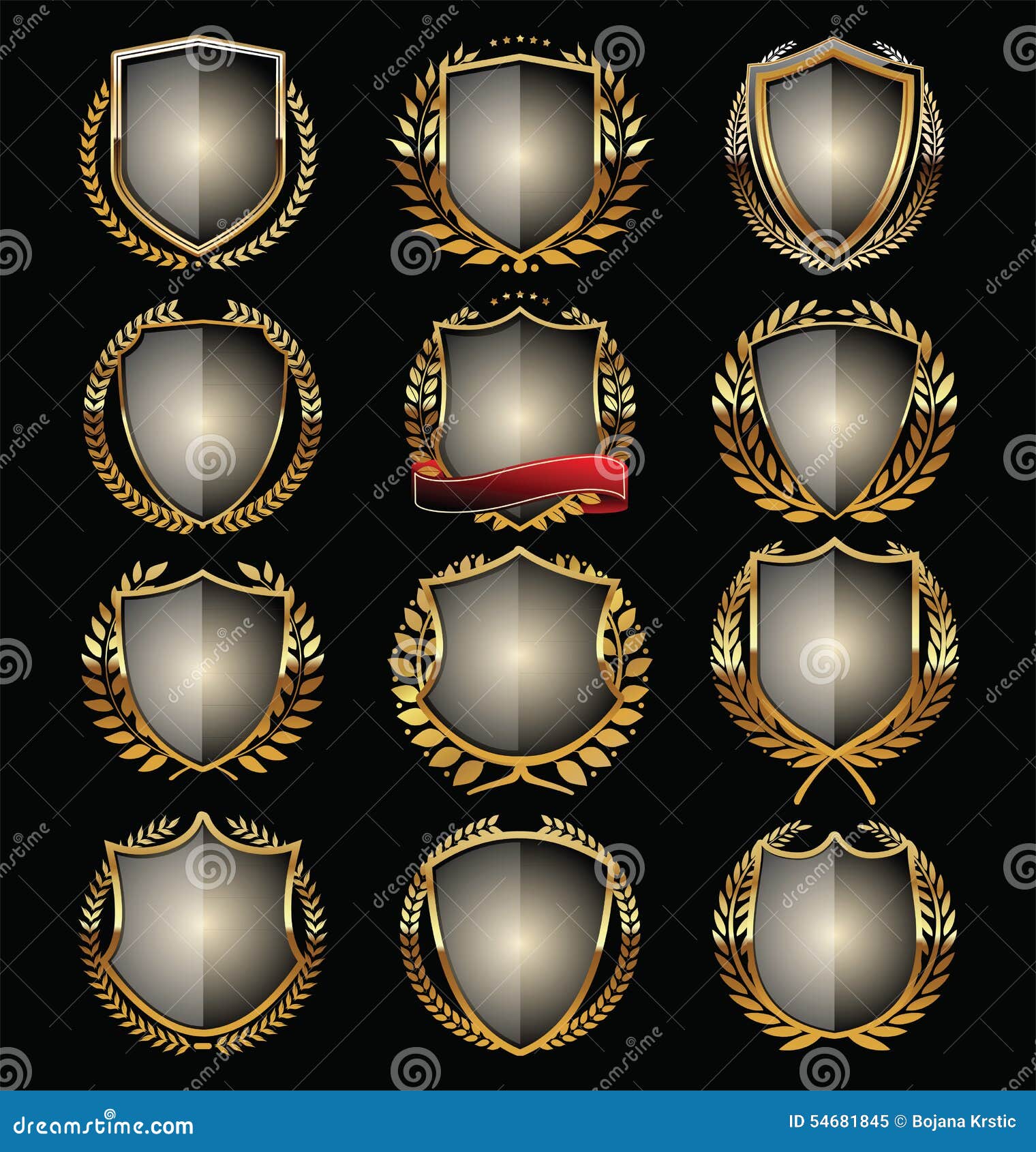 Golden shield design stock illustration. Illustration of sign - 54681845