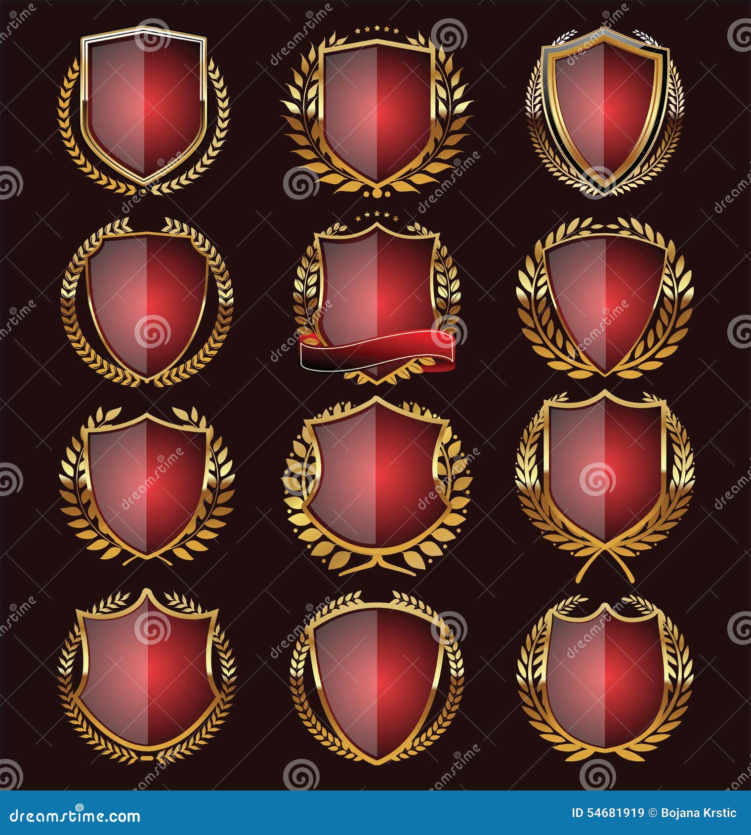 Golden shield design stock illustration. Illustration of label - 54681919