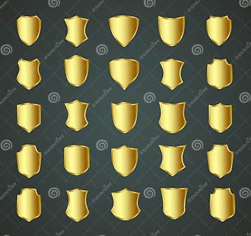 Golden Shield Design Set with Various Shapes Stock Vector ...