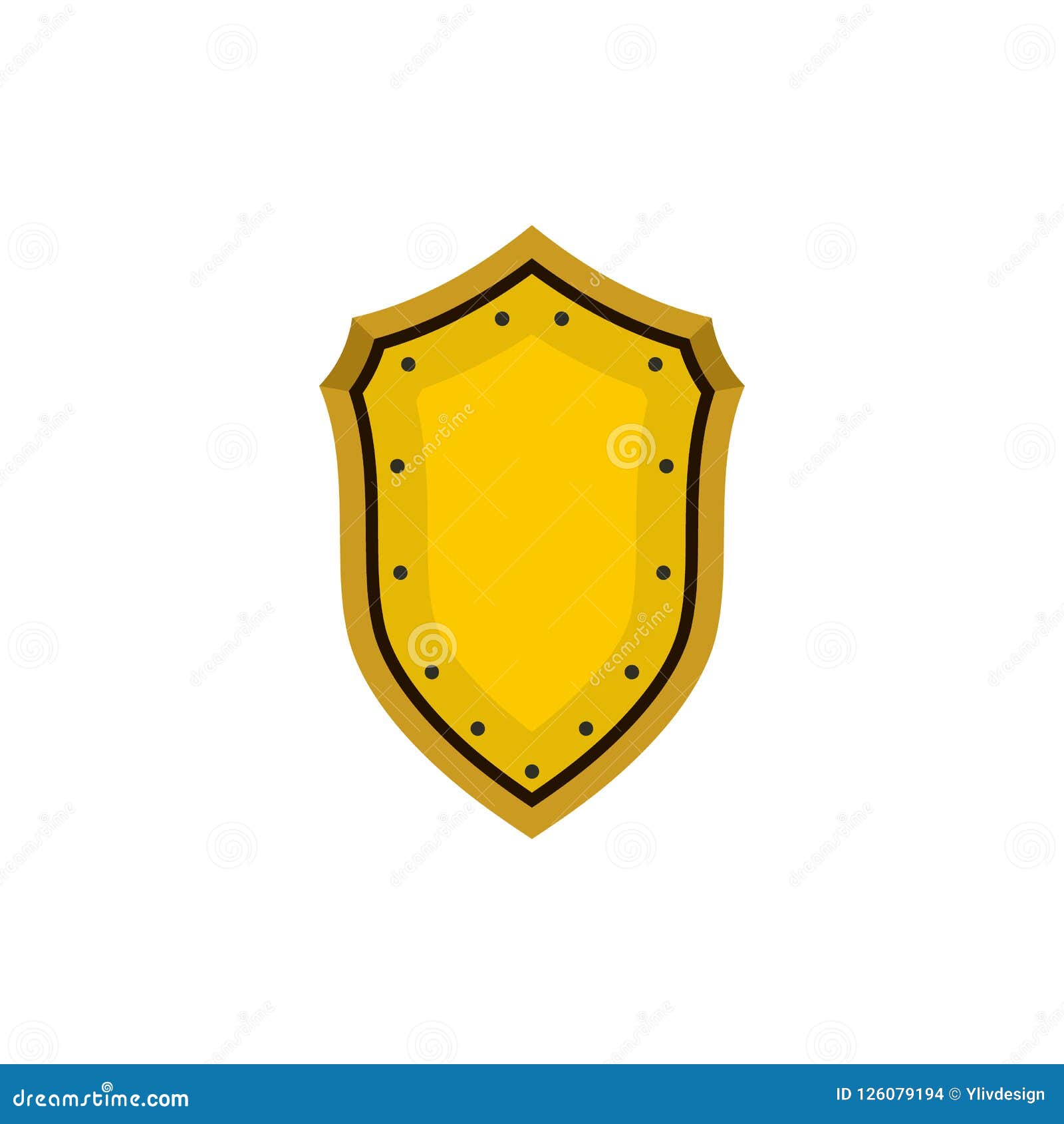 Golden Shield Icon In Flat Style Stock Illustration - Illustration of ...