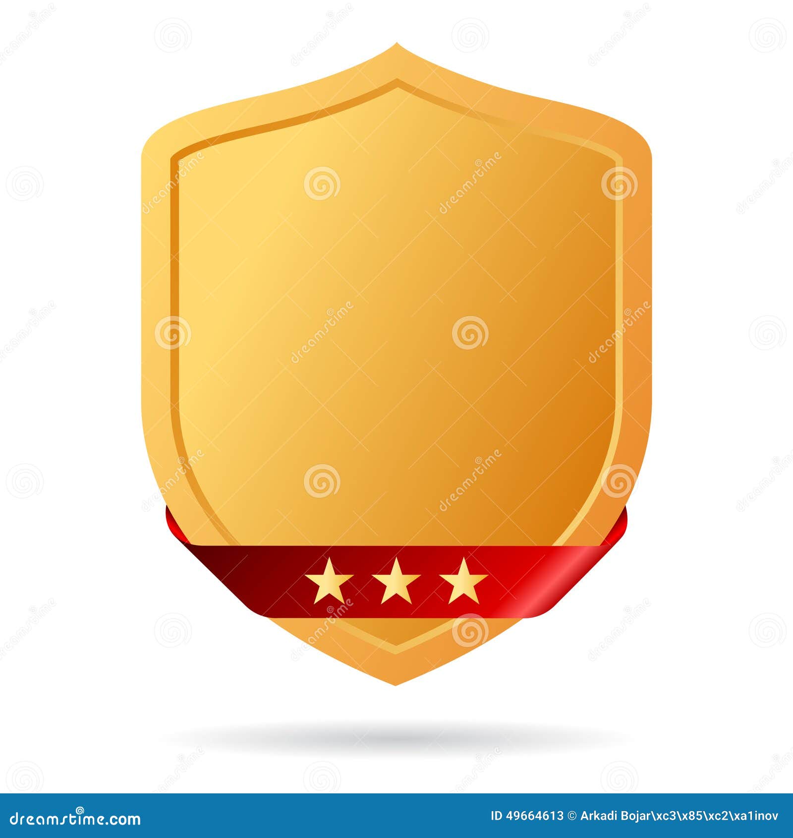 Golden shield icon stock vector. Illustration of badge - 49664613
