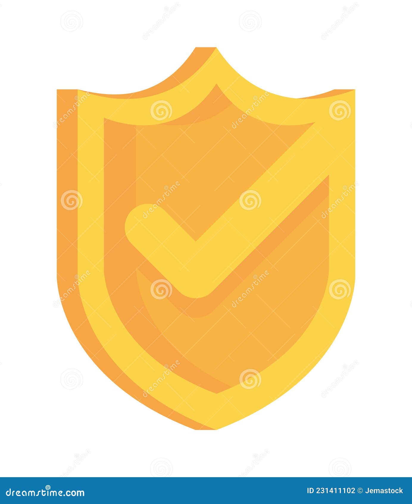 Golden shield insurance stock vector. Illustration of design - 231411102