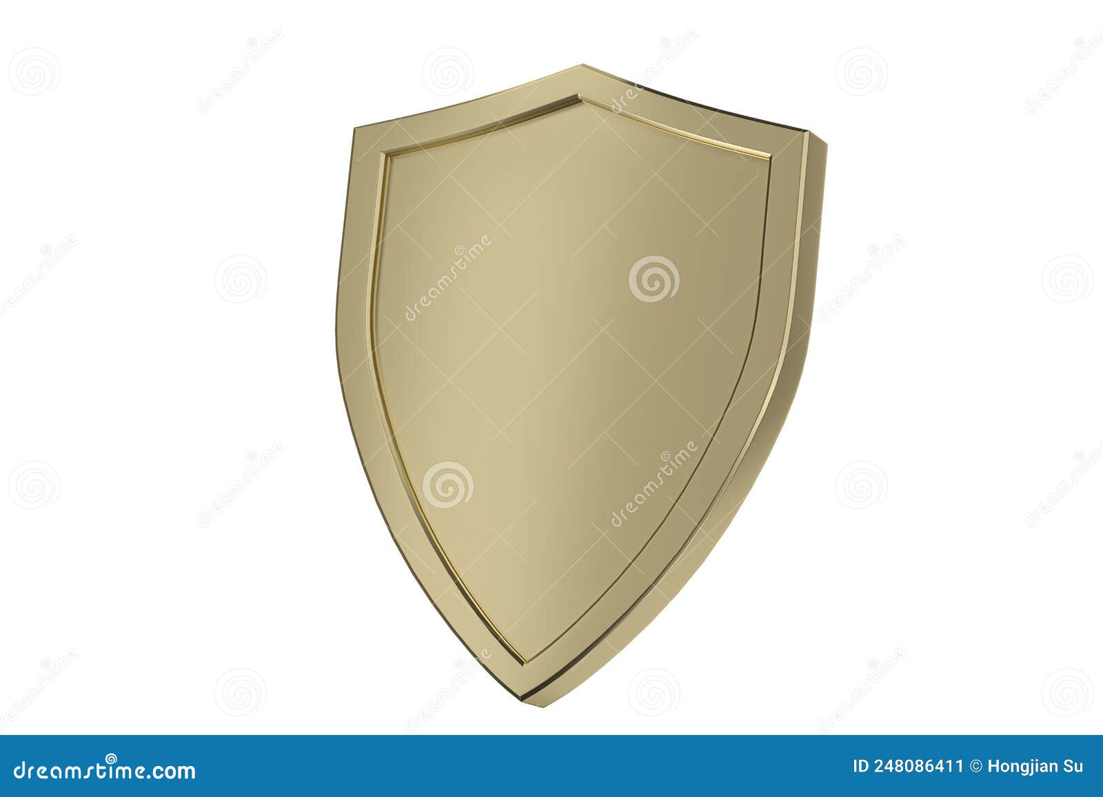 Golden Shield Isolated on White Background. 3D Illustration Stock ...