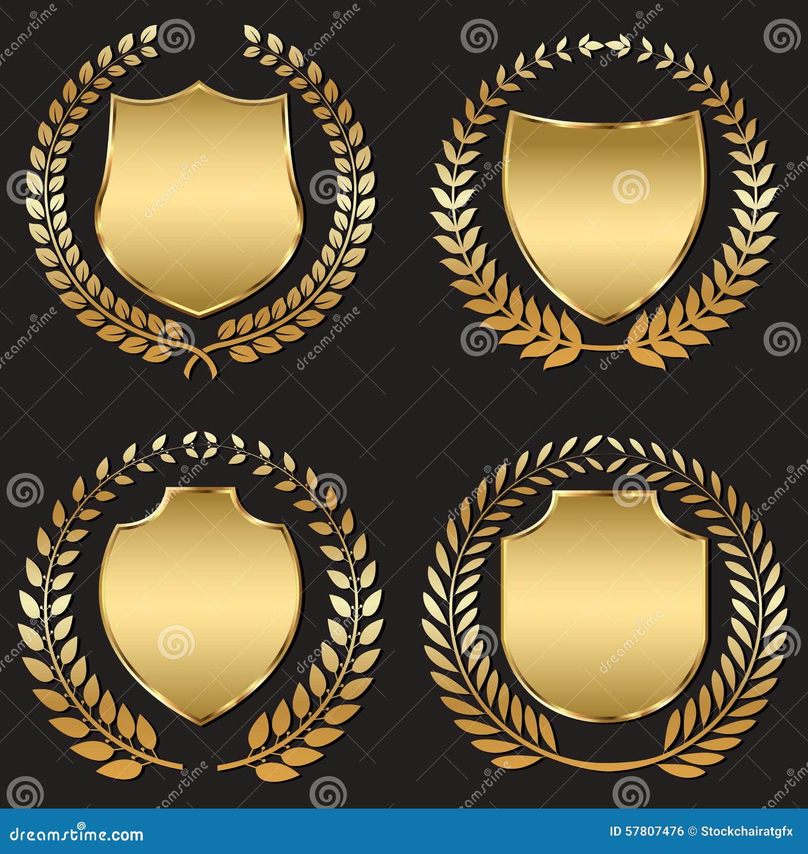 Golden Shield And Laurel Wreath Logo Stock Image | CartoonDealer.com ...