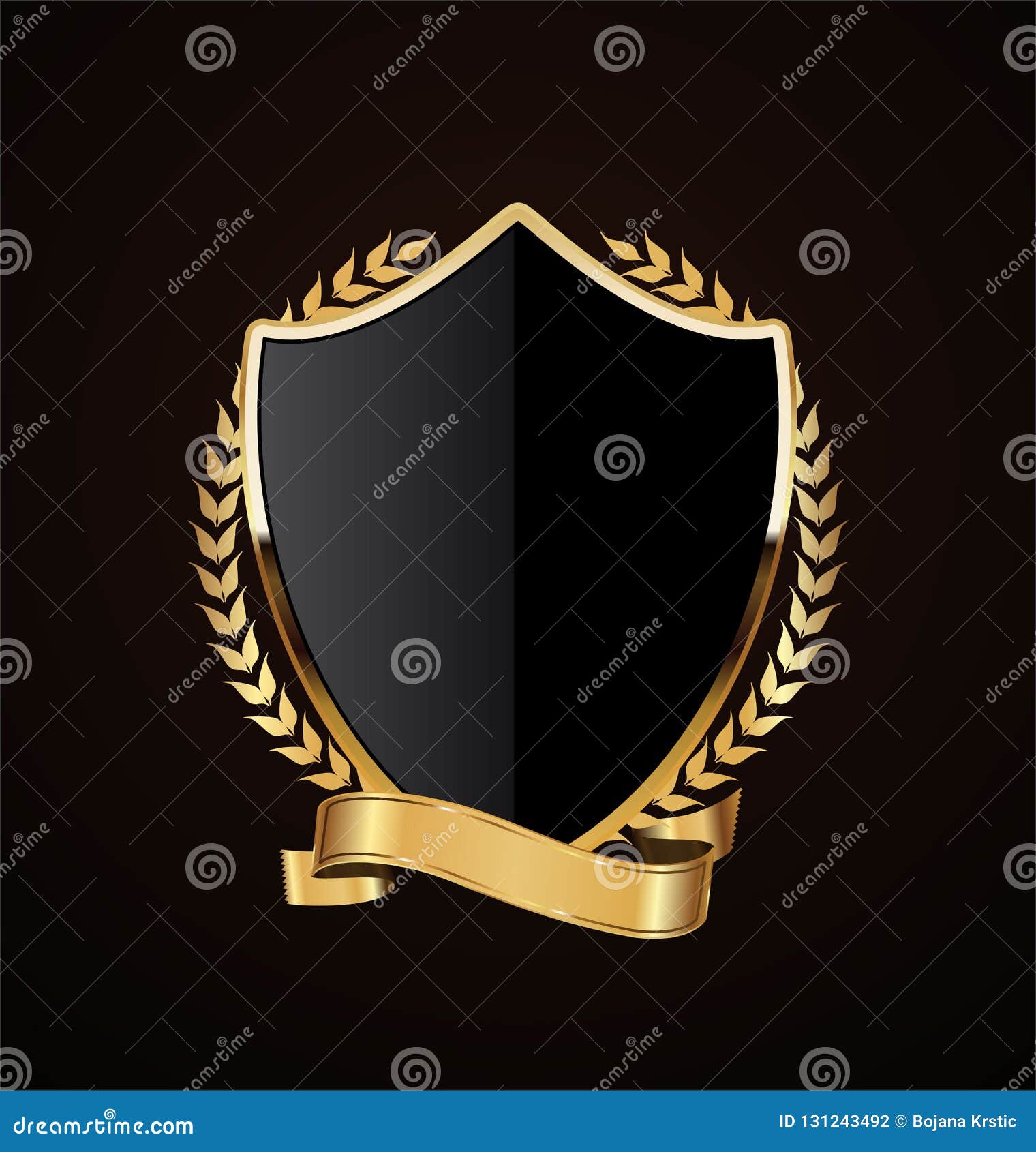 Golden Shield Retro Design Illustration Collection Stock Illustration ...