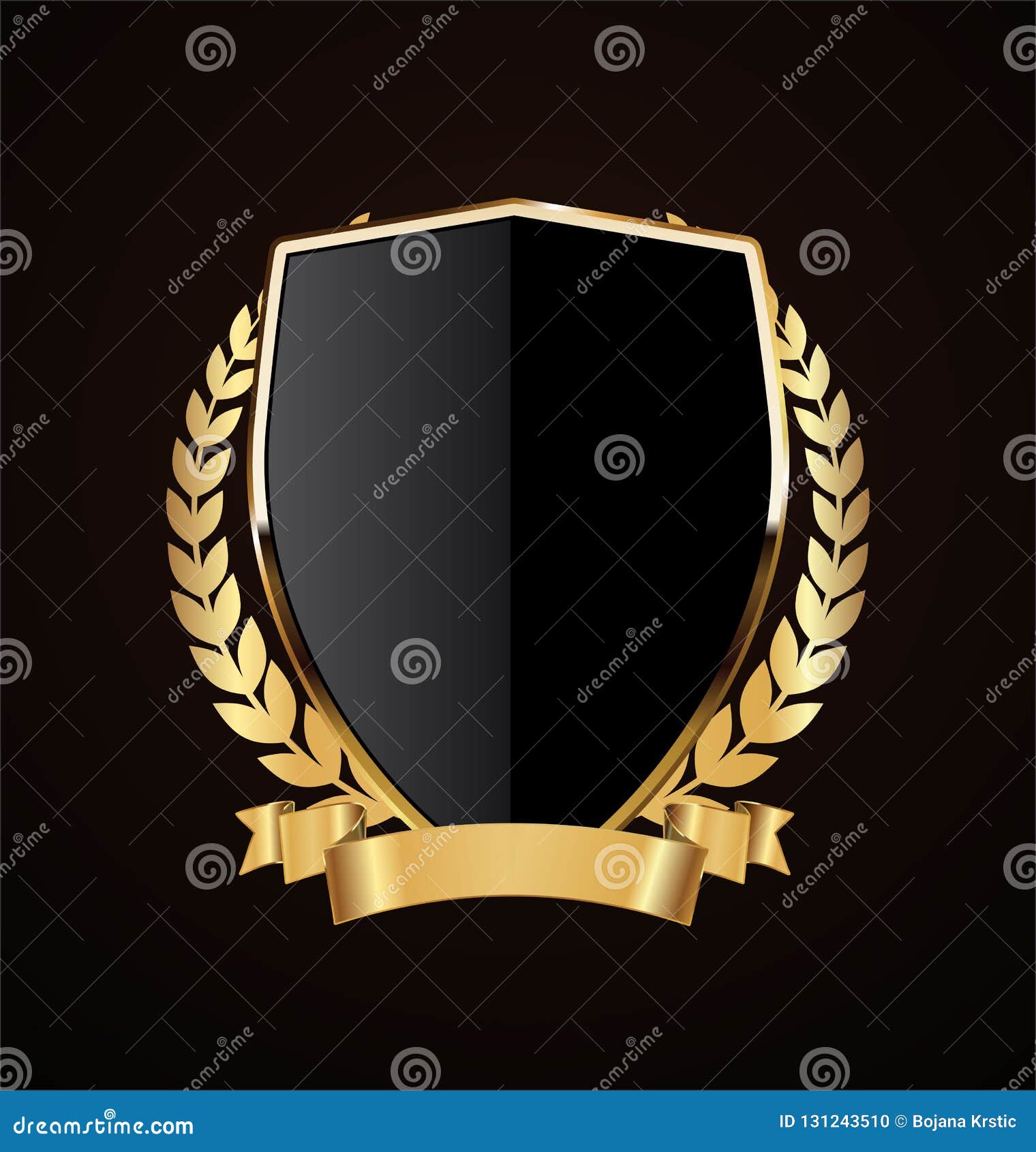 Golden Shield Retro Design Illustration Collection Stock Illustration ...