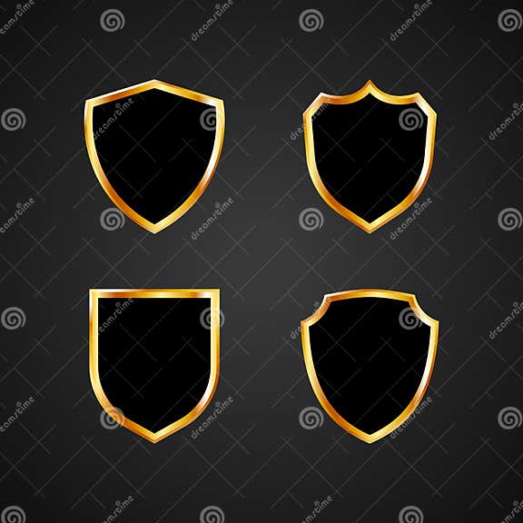 Golden Shield Vector Design Illustration. Shield Vector Design Stock ...