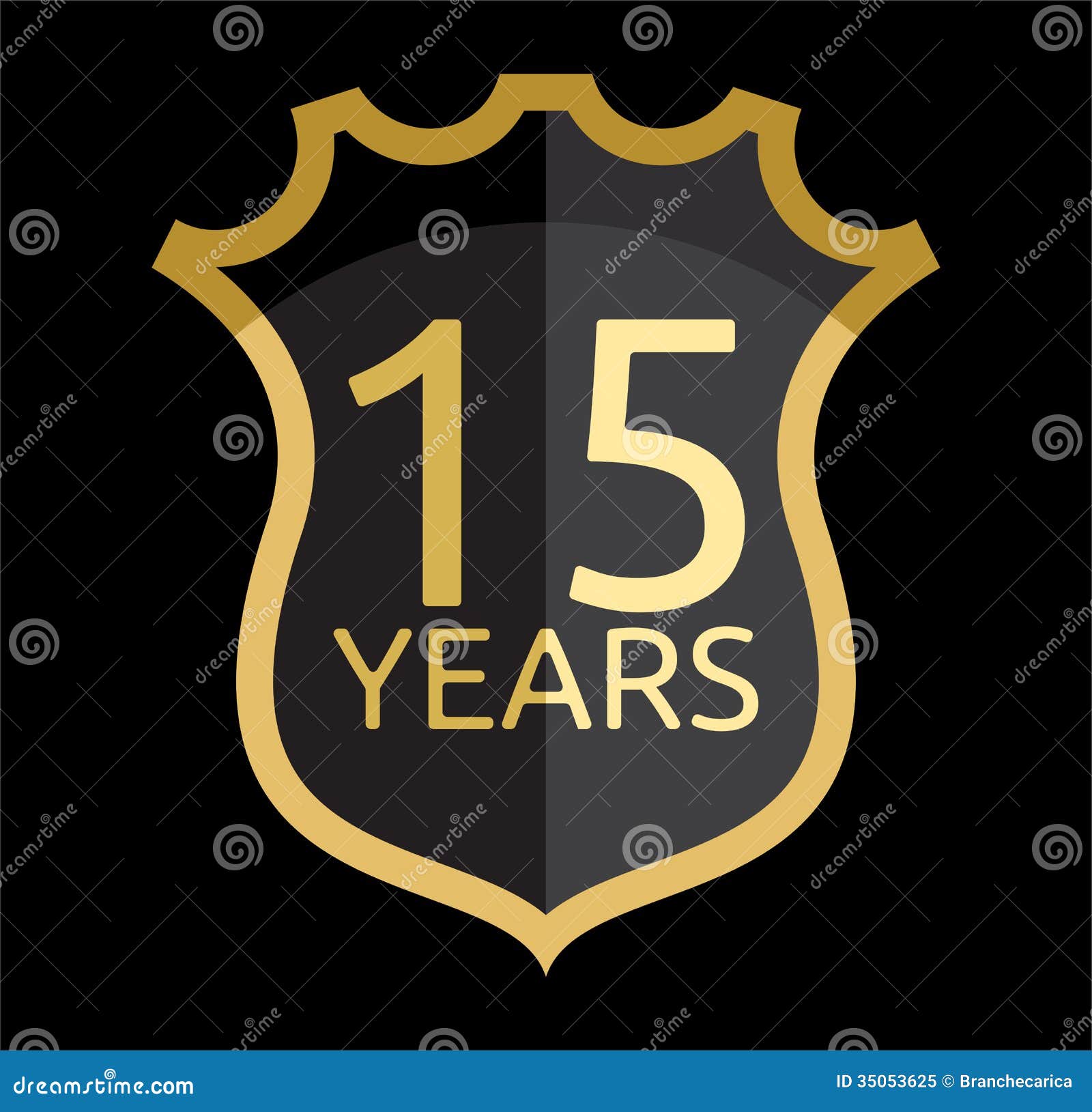 Golden shield 15 years stock vector. Illustration of isolated - 35053625