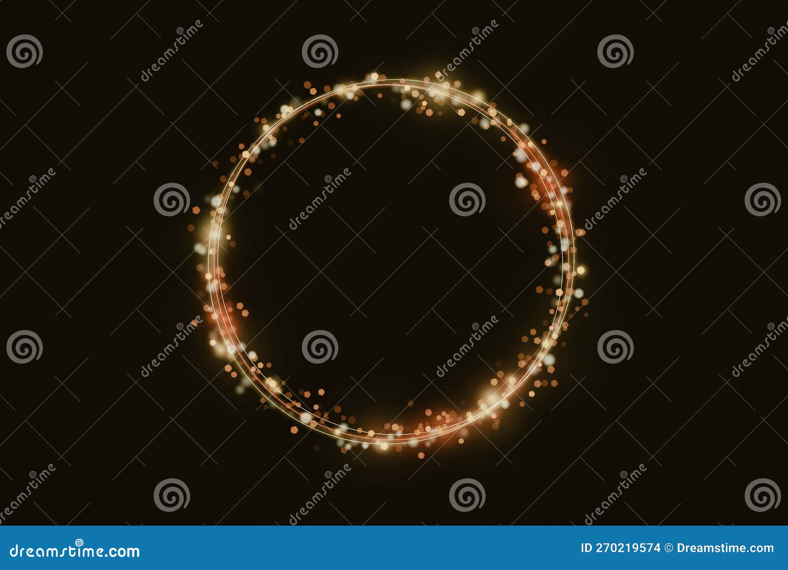 Golden Shimmering Circle of Glittering Particles on Black Background ...