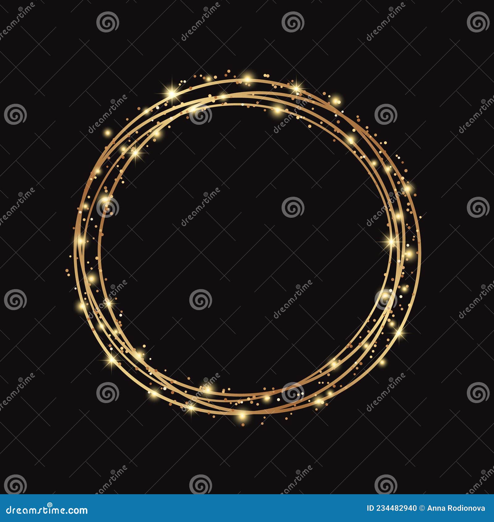 Golden Shining Circle Frame with Glitter Stock Vector - Illustration of ...