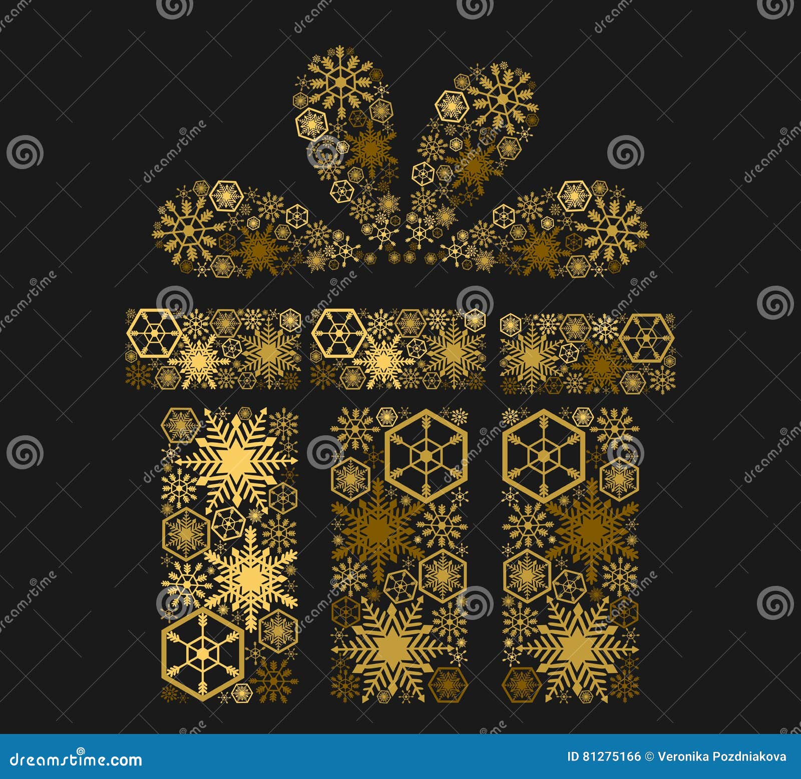 Golden Shining Gift on Dark Background. Illustration Stock Vector ...