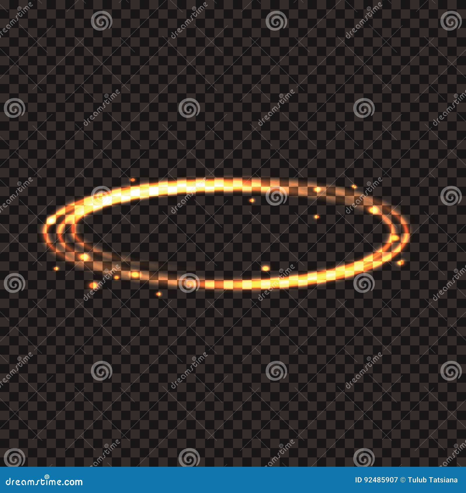 Golden Shining Magical Circle. Fire Ring with Sparks on a Transparent ...
