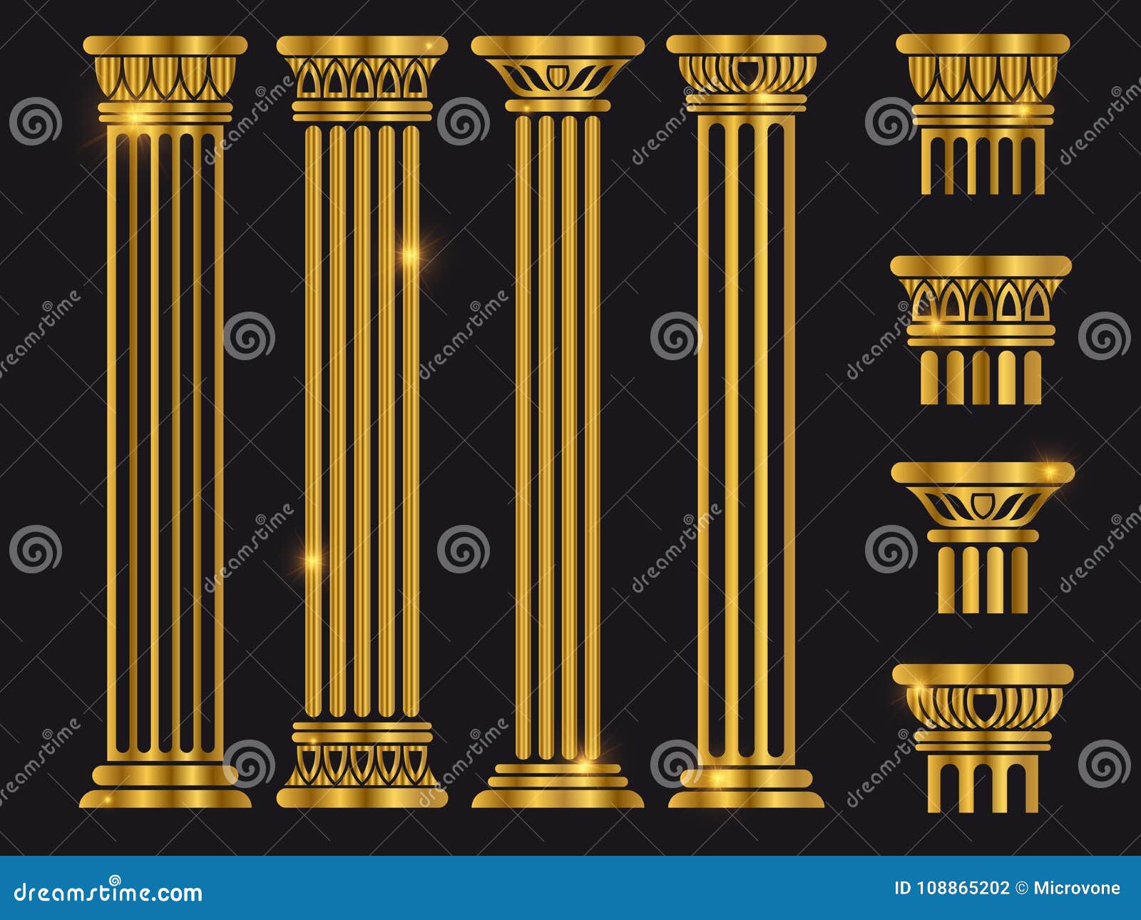 Ancient Rome Architecture Column Vector Set Stock Vector - Illustration ...