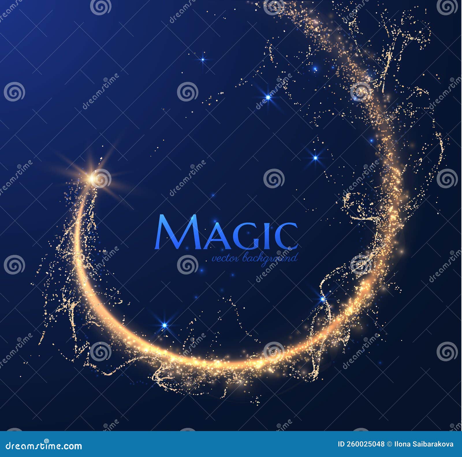Golden Shiny Arc Line Effect with Magic Dust Particles Effect Flying ...
