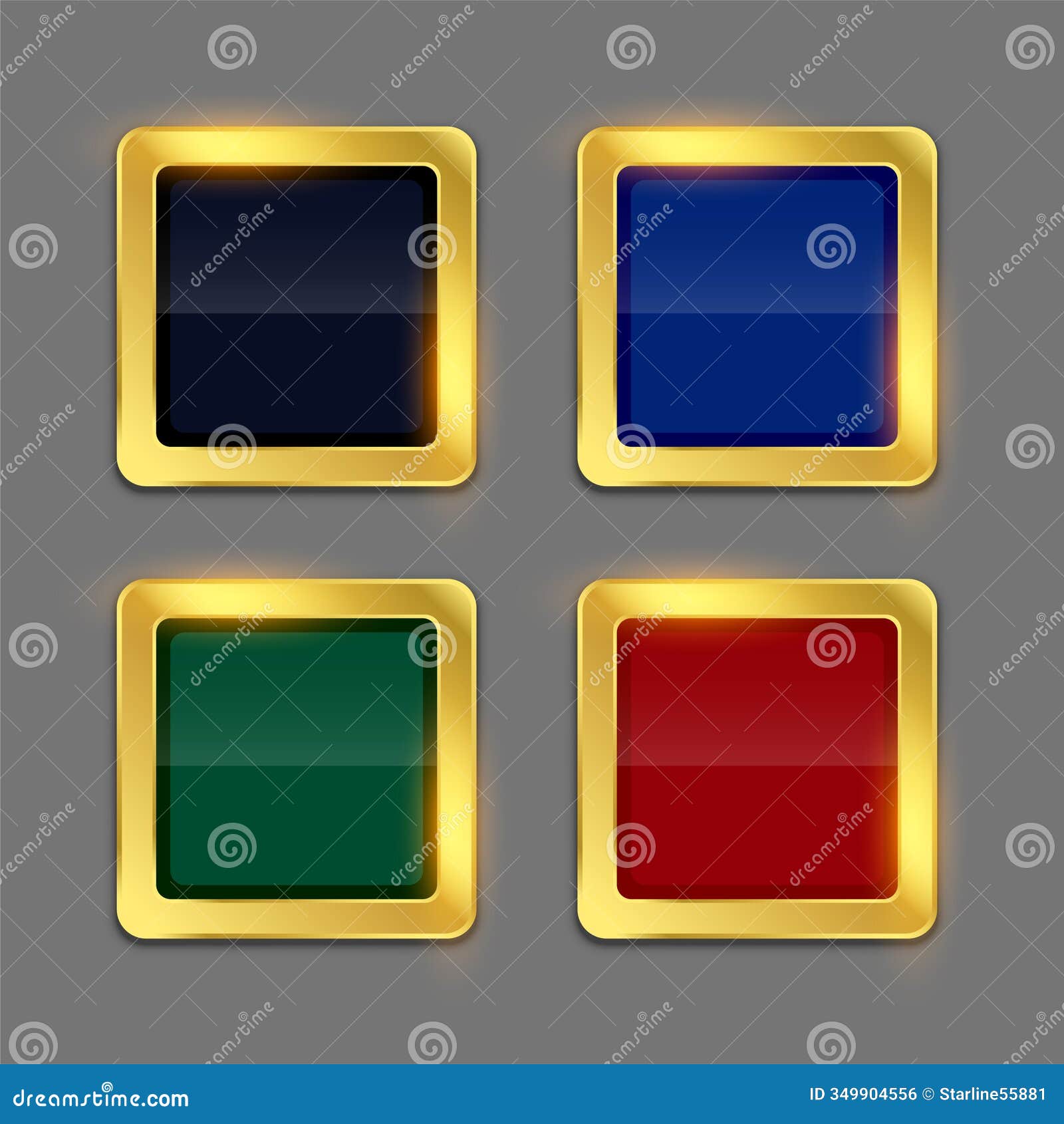Golden Shiny Frame Button in Four Colors Set Stock Vector ...