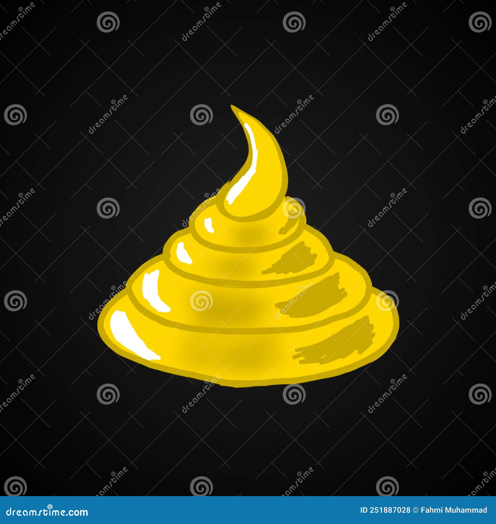 Golden Shiny Poop Drawing In Dark Background Stock Photography ...