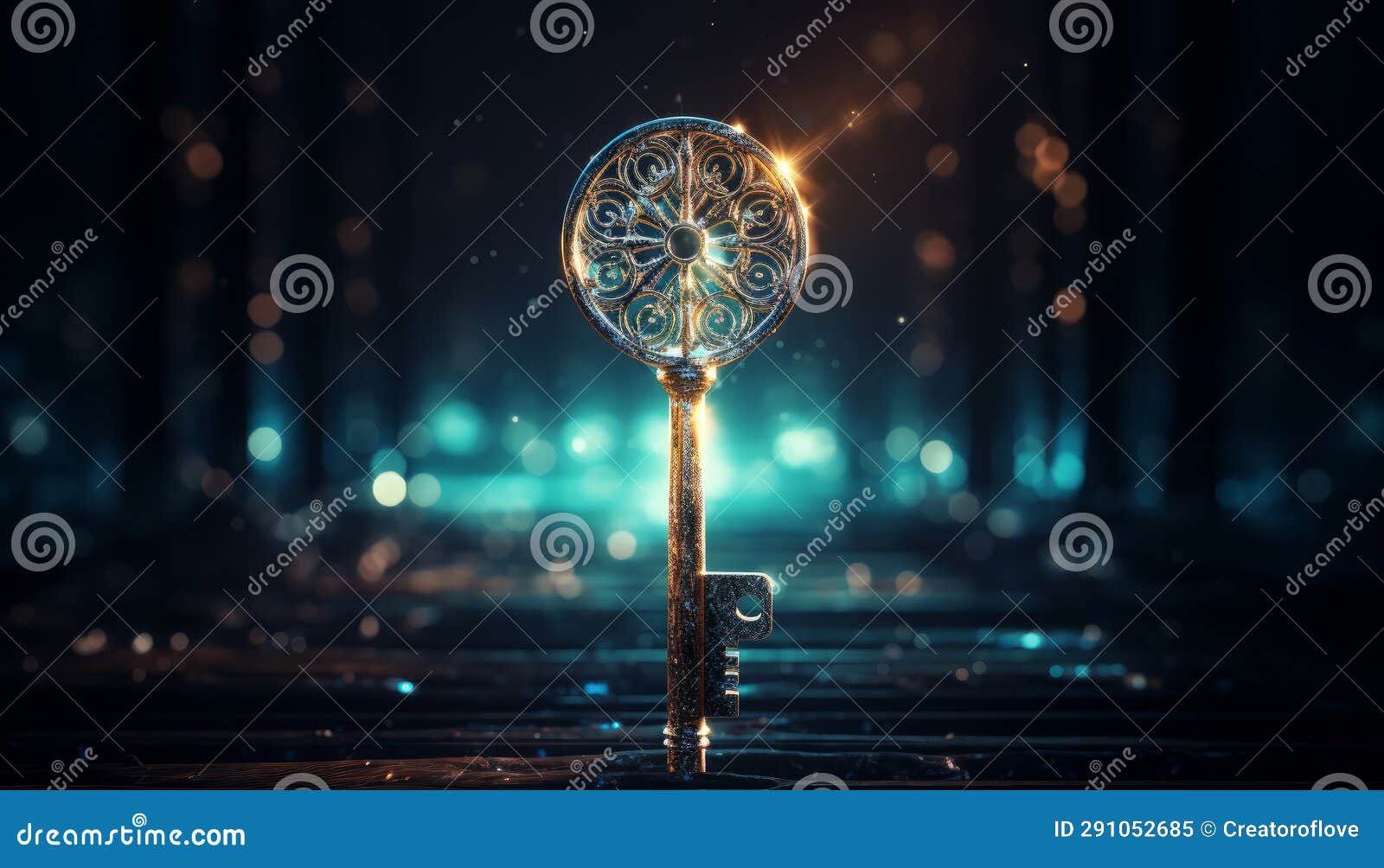 Golden Shiny Key Shining on a Dark Glittery Background Generative AI ...