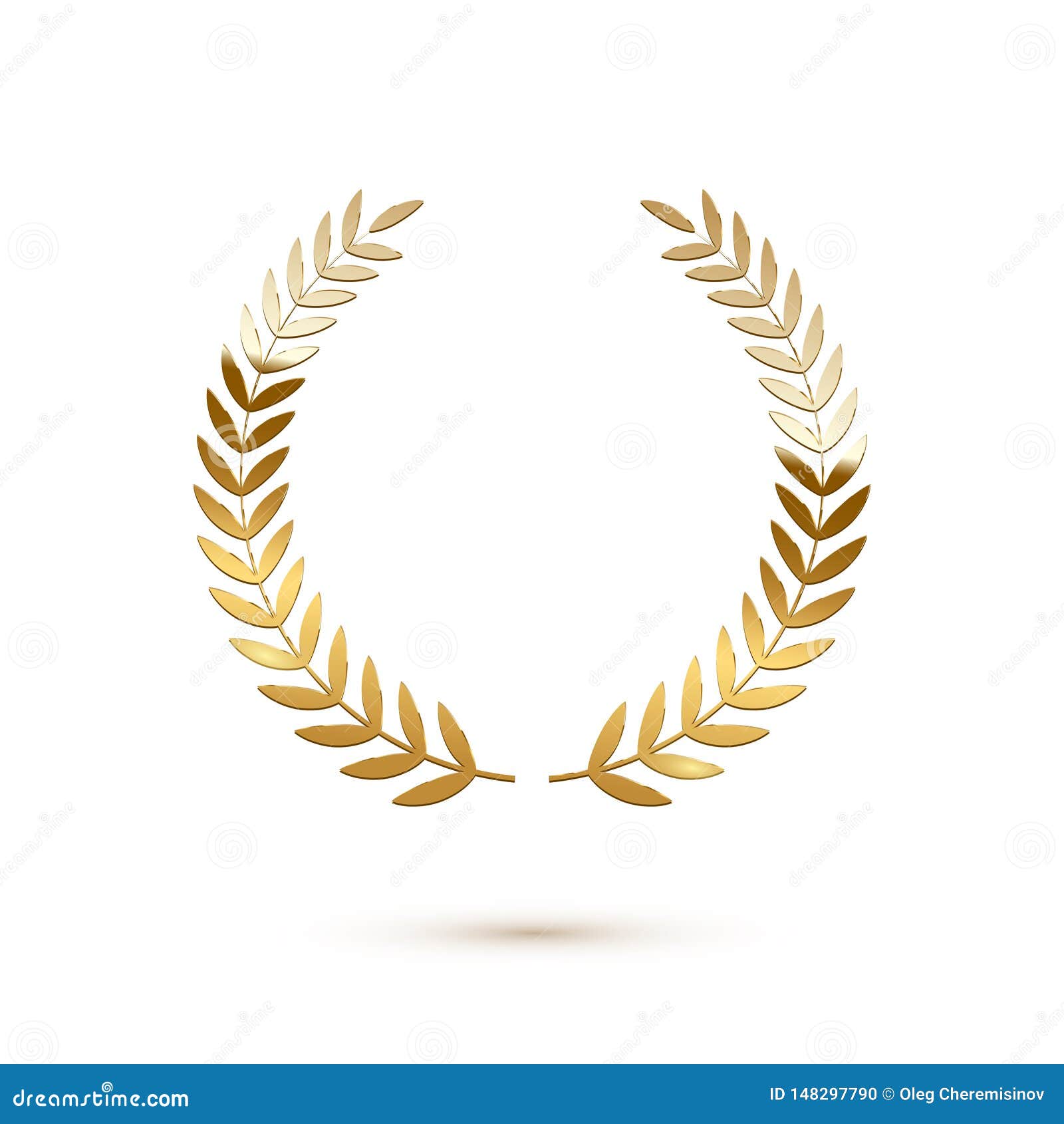 Golden Shiny Laurel Wreath Isolated on White Background. Vector Design ...