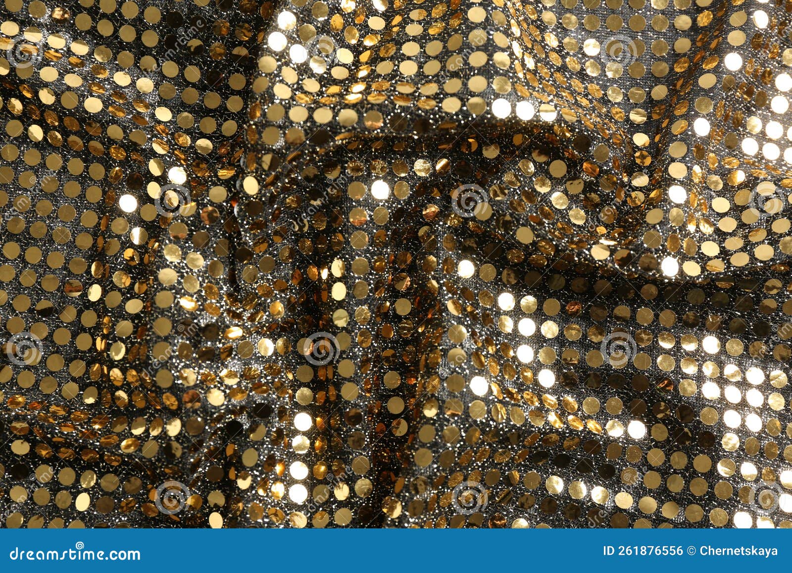 Golden Shiny Sequin Fabric As Background, Top View Stock Photo - Image ...