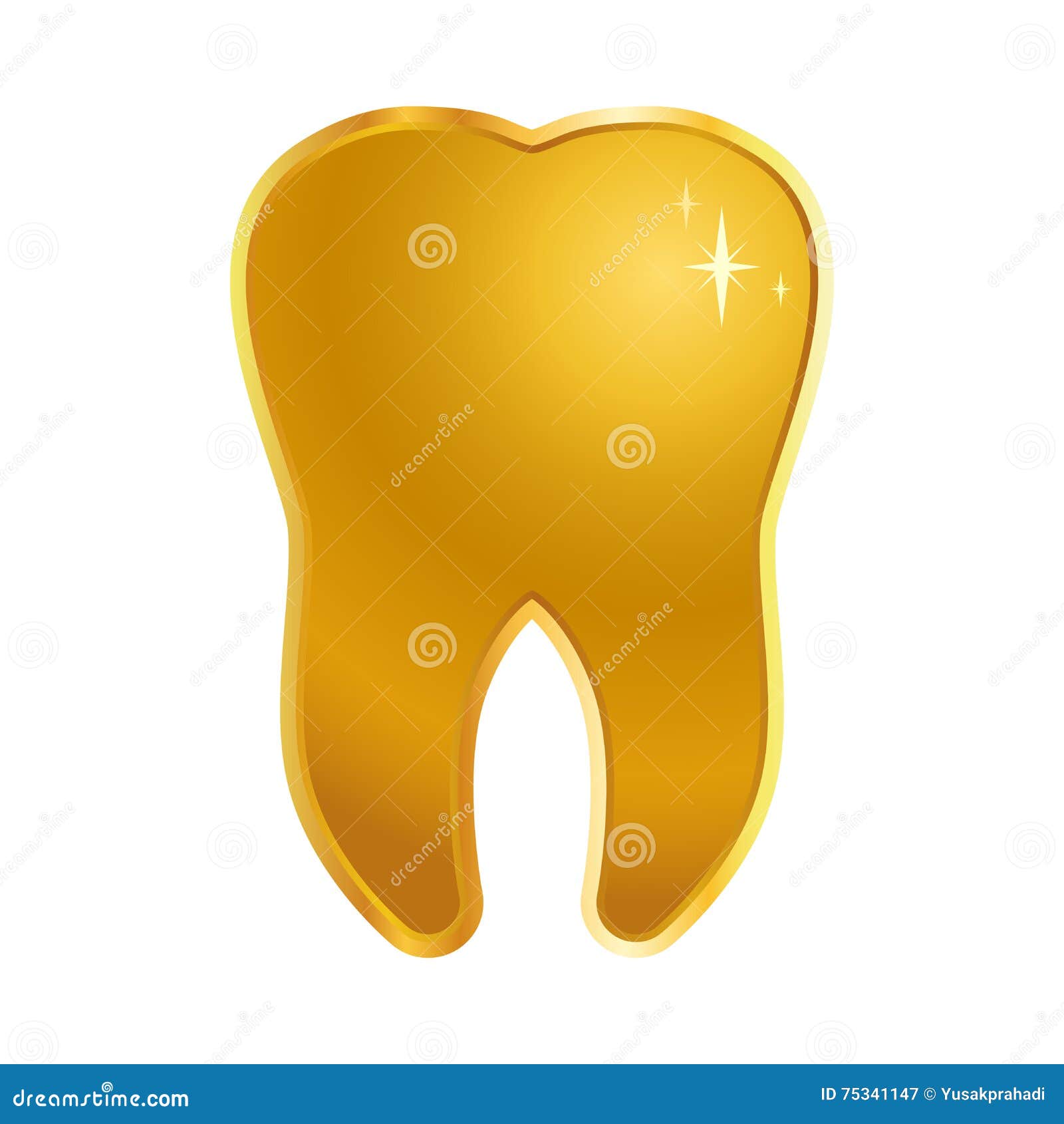 Golden Shiny Tooth Vector stock vector. Illustration of hard - 75341147