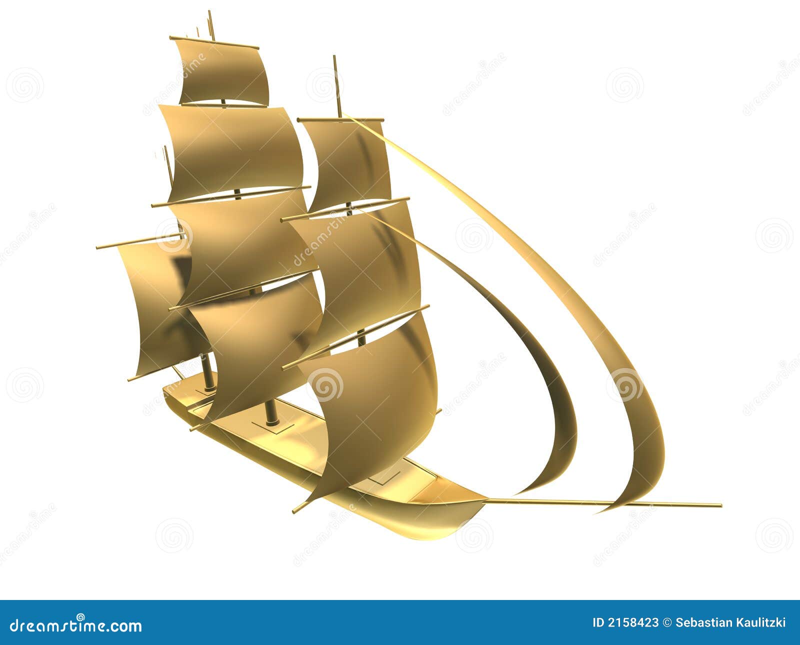 Golden ship stock illustration. Illustration of sail, logo - 2158423