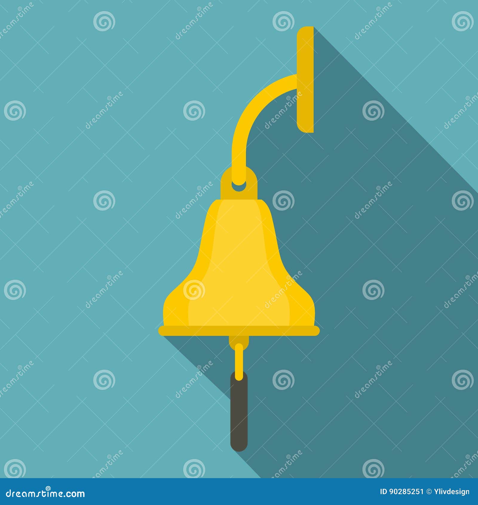 Golden Ship Bell Icon, Flat Style Stock Vector - Illustration of boat ...