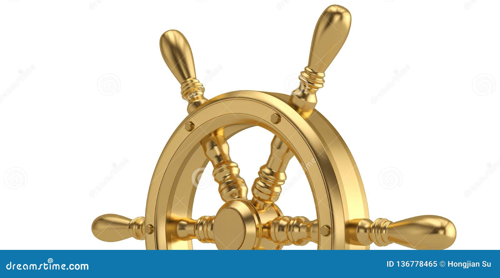 Golden Ship Wheel Design - Pseudo-realistic Yacht Wheel On White ...