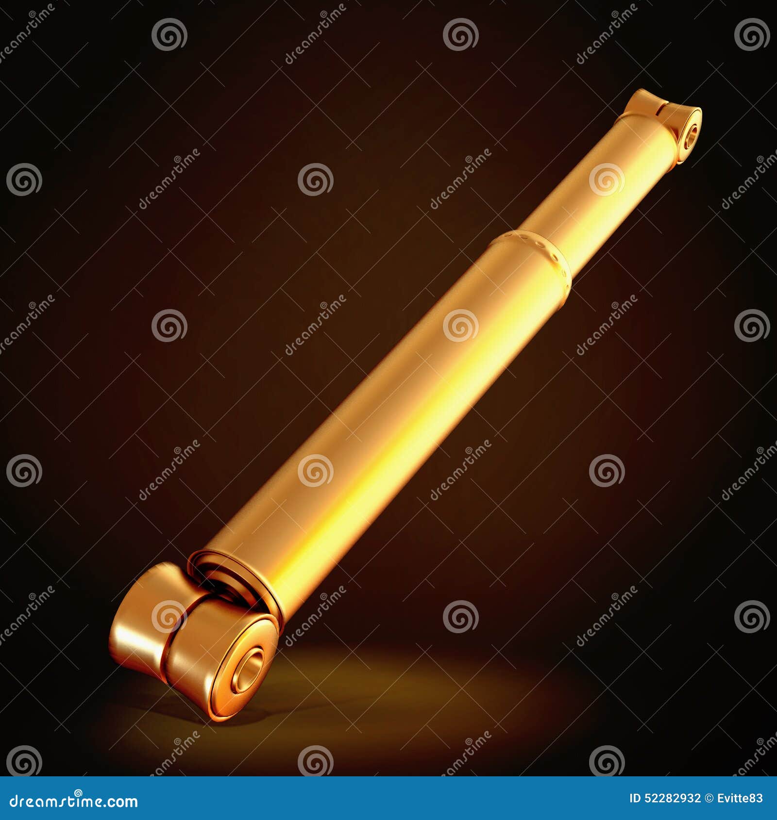 Golden Shock Absorber Isolated On Black Background. Stock Image ...