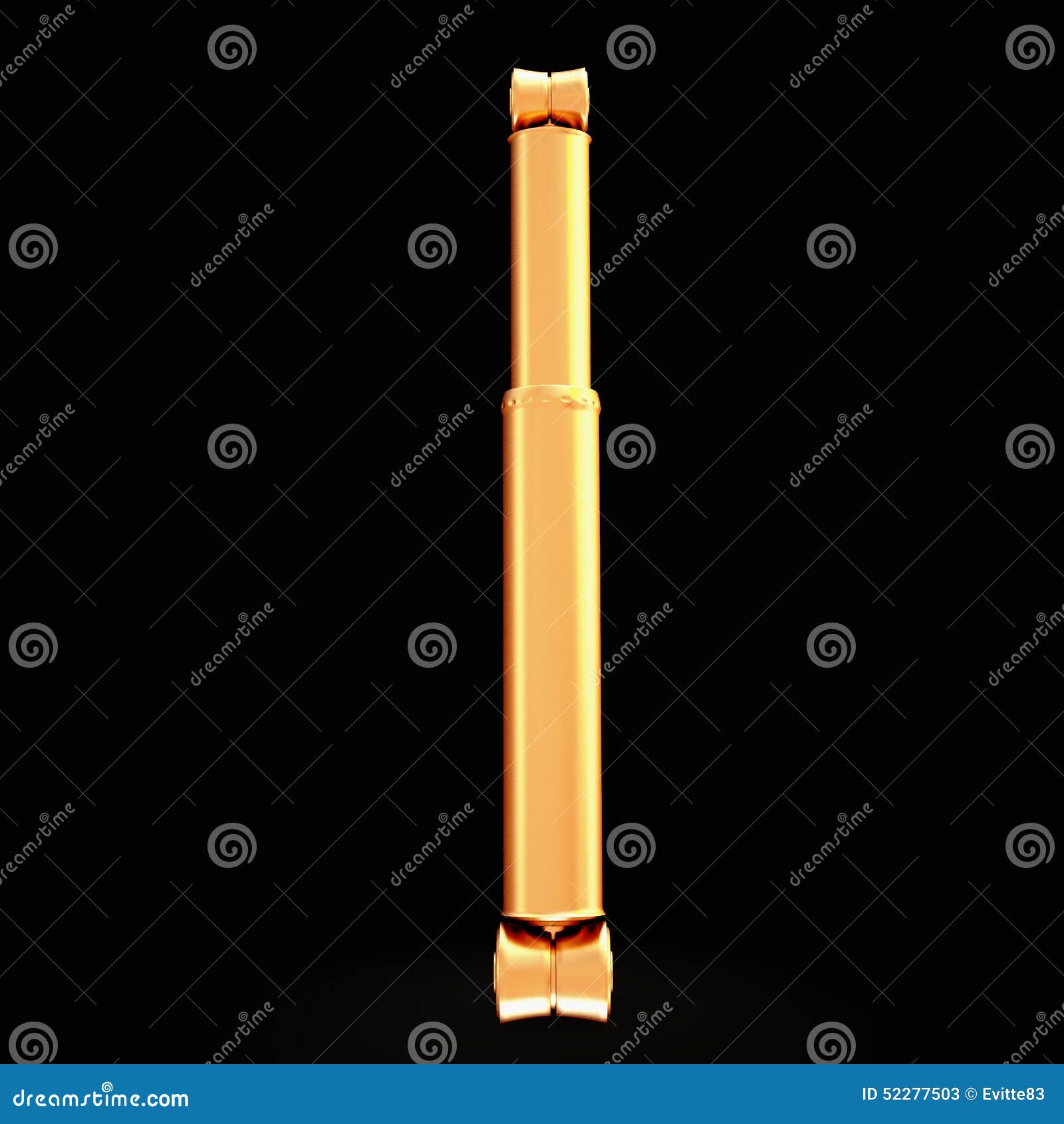 Golden Shock Absorber Isolated On Black Background. Stock Image ...