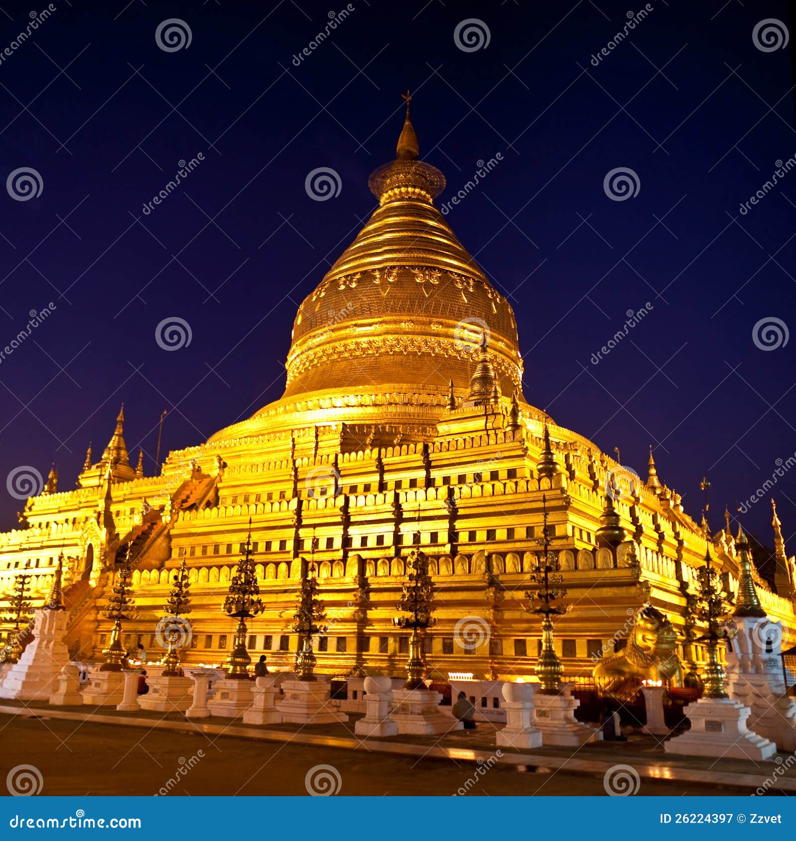 Golden Shwezigon Pagoda in Myanmar Stock Image - Image of indochina ...