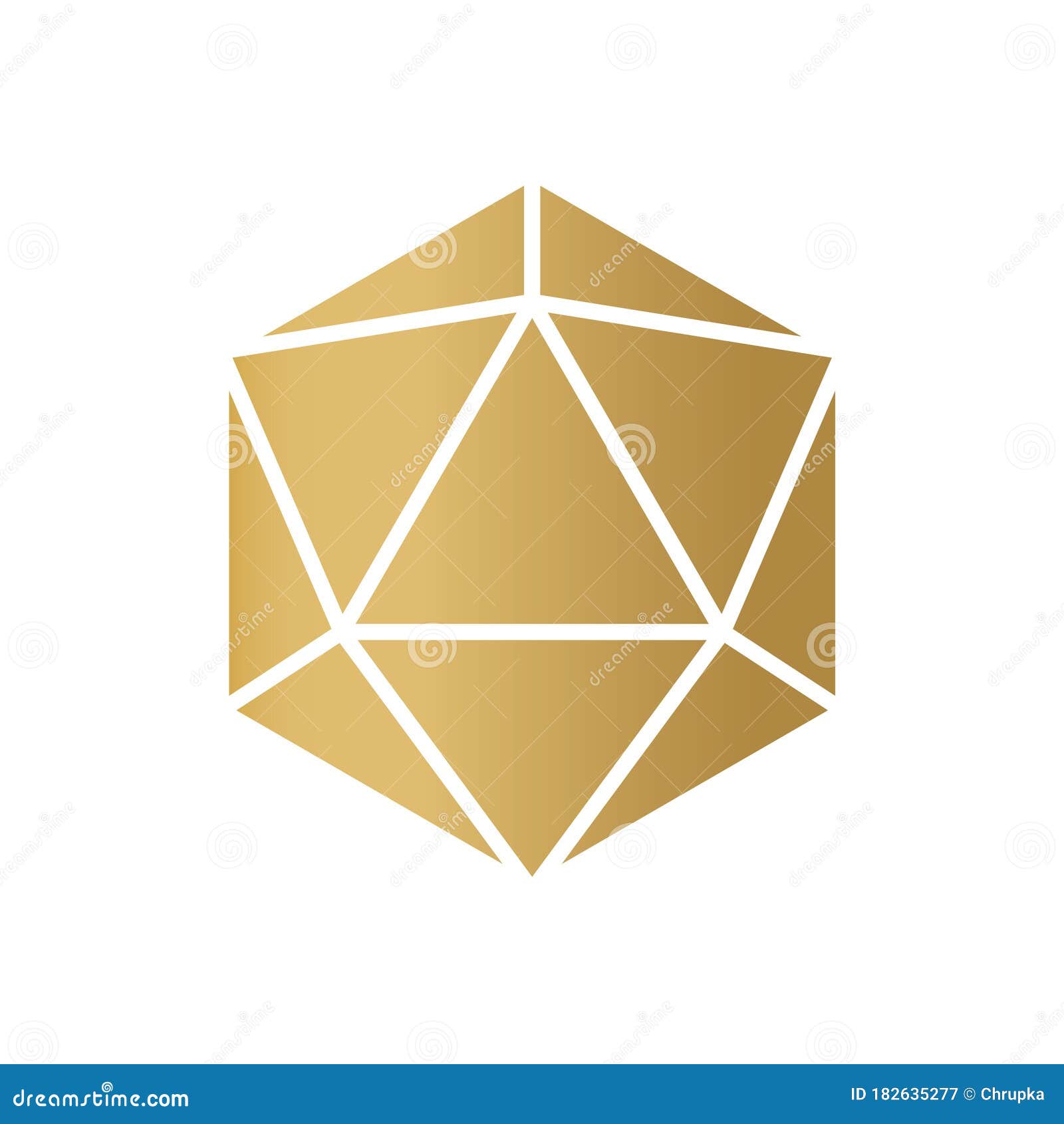 Golden 20 sided dice icon stock vector. Illustration of business ...