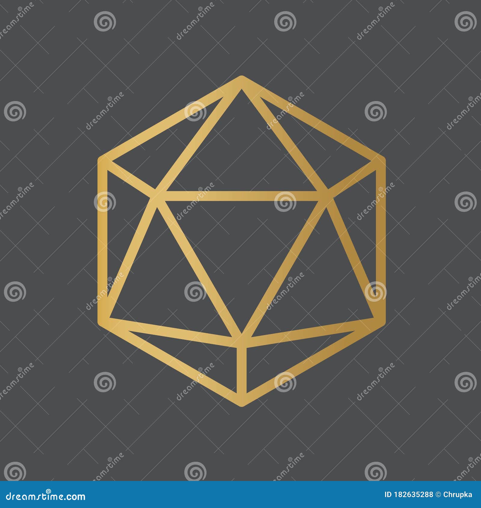 Golden 20 sided dice icon stock vector. Illustration of shiny - 182635288