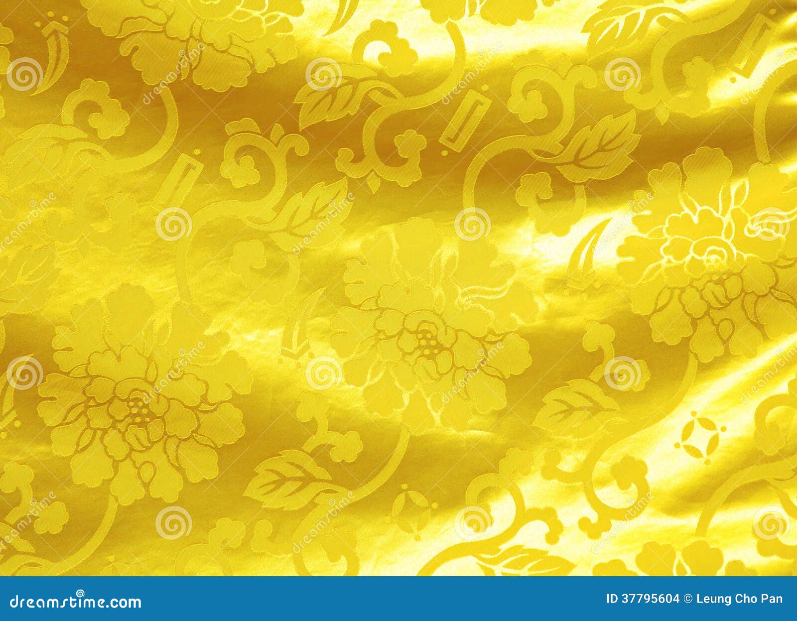 Golden Silk with Flower Pattern Stock Illustration - Illustration of ...